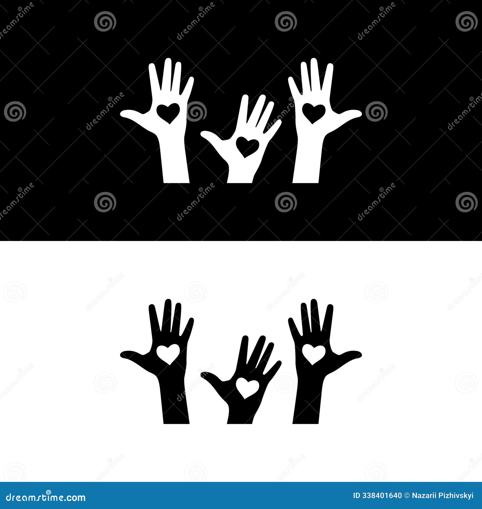 Raised hands with a heart stock illustration. Illustration of hands ...