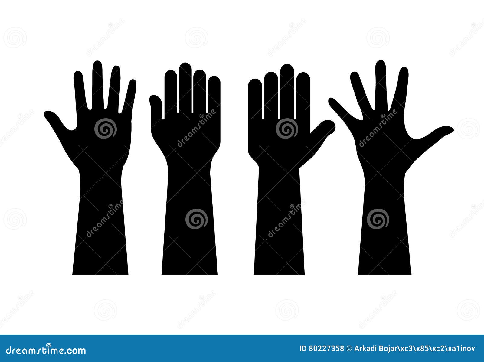 Raised hands stock vector. Illustration of contours, business - 80227358