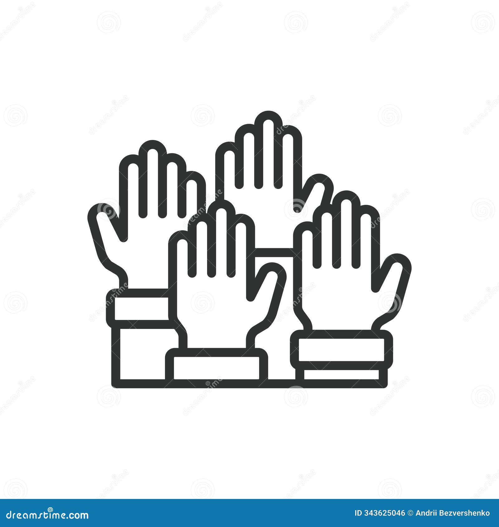 Raised Hands, Icon in Line Design. Raised Hands, Hands Up, Group ...