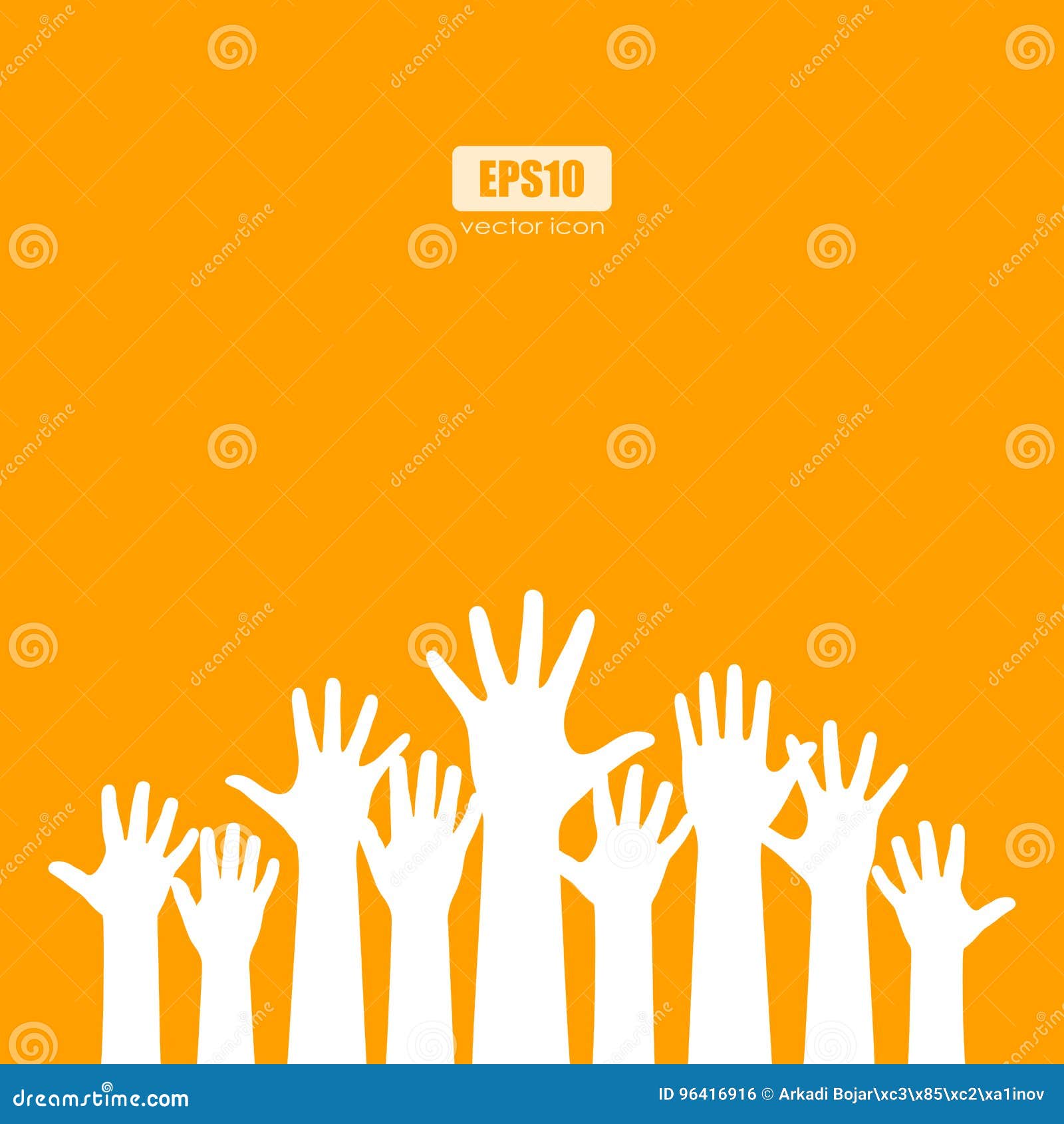 Raised hands vector poster stock vector. Illustration of children ...