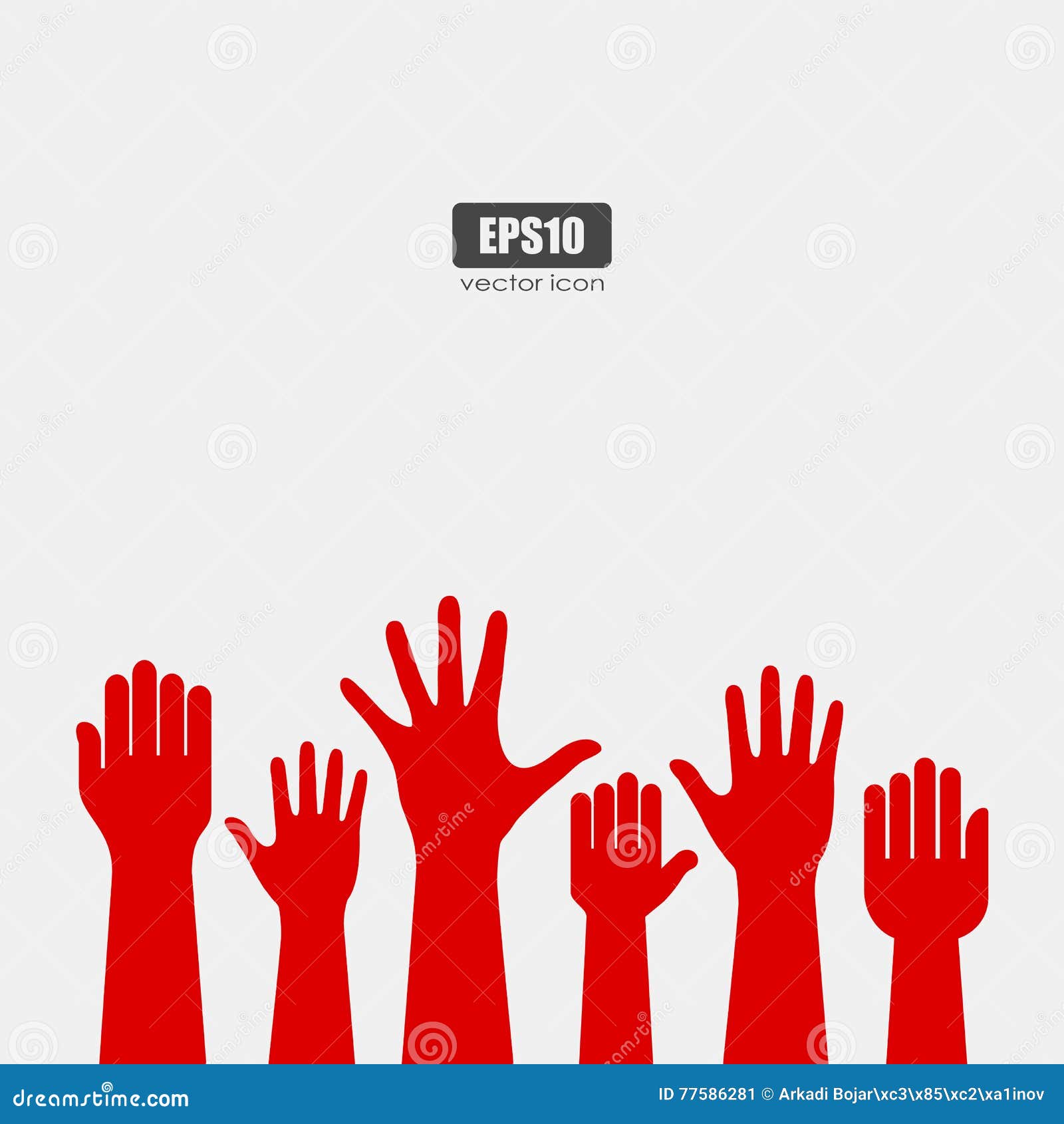 Raised hands stock vector. Illustration of hand, cooperation - 77586281