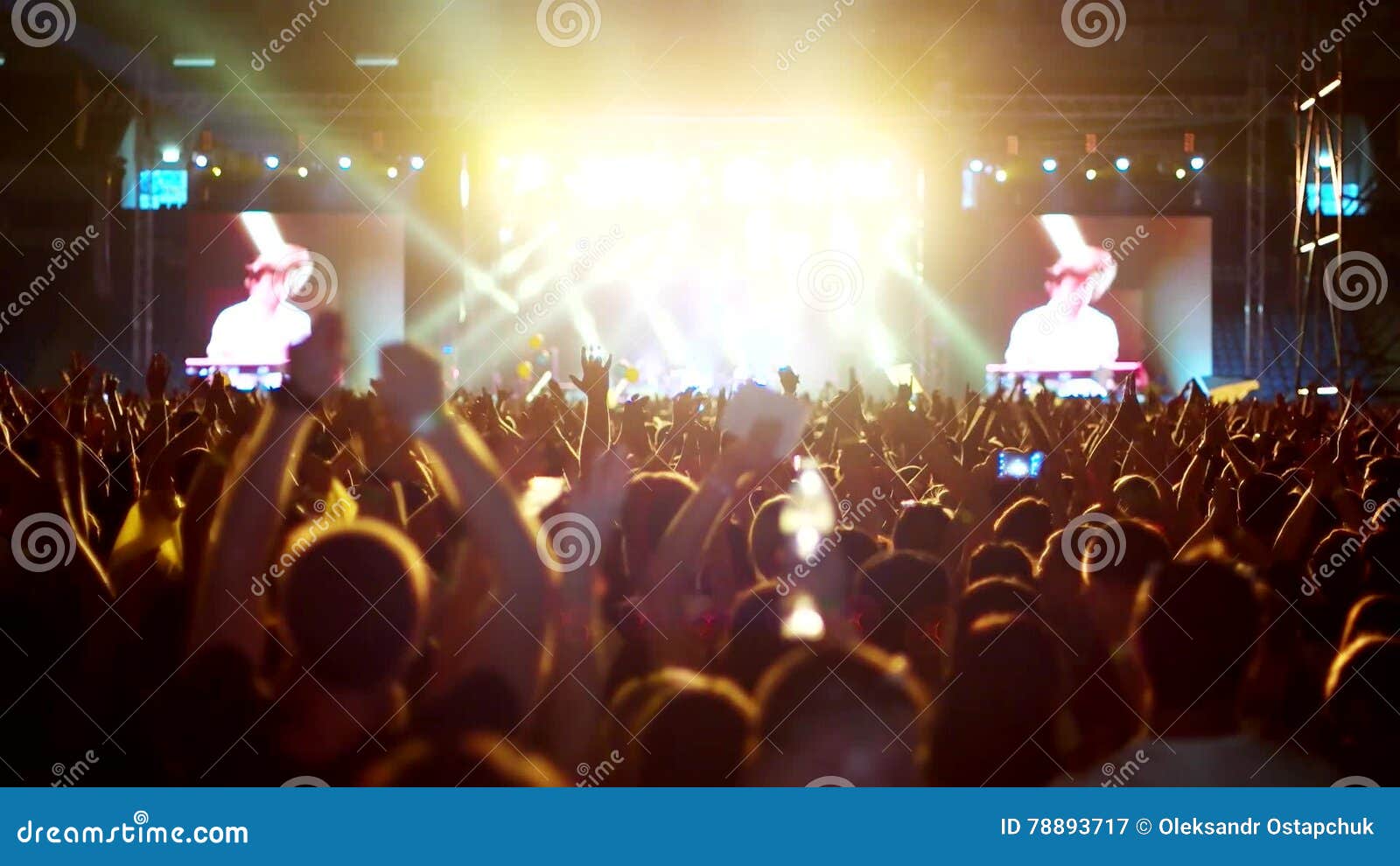 Raised Hands at a Rock Concert Simultaneously Clapping, Crowd of ...