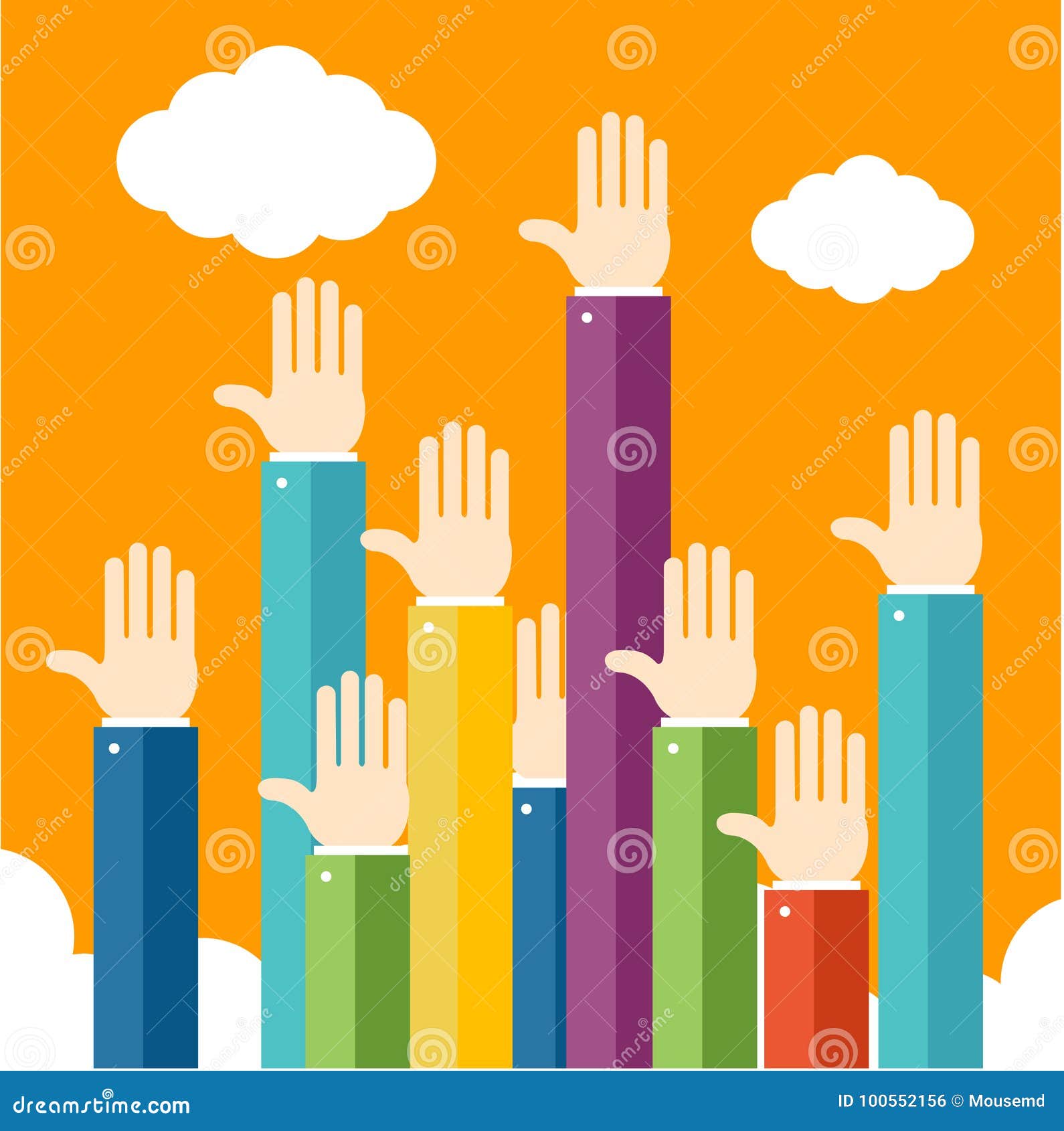 Raised Hands Up. Vector stock vector. Illustration of hand - 100552156