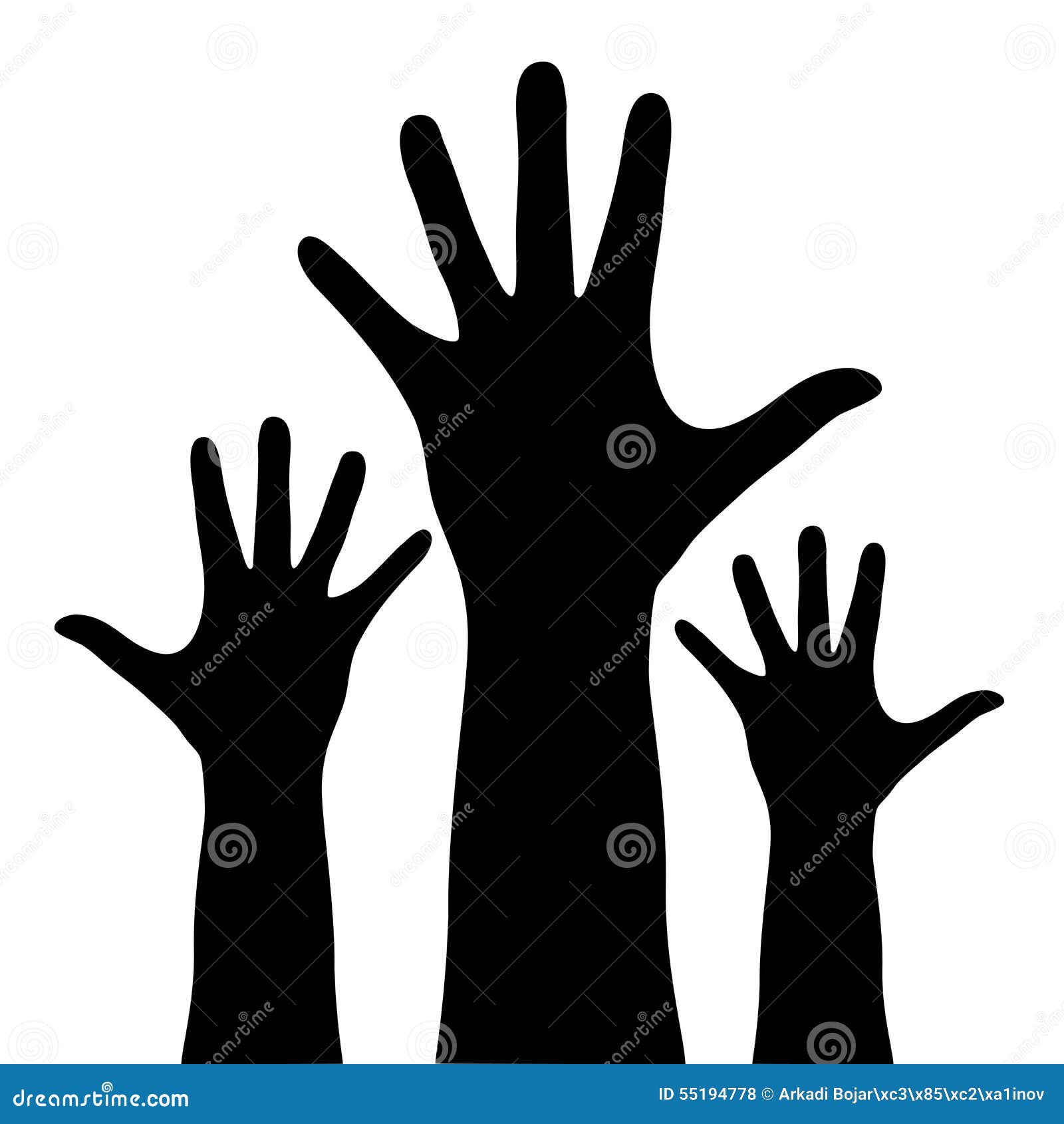 Raised hands stock vector. Illustration of outline, group - 55194778
