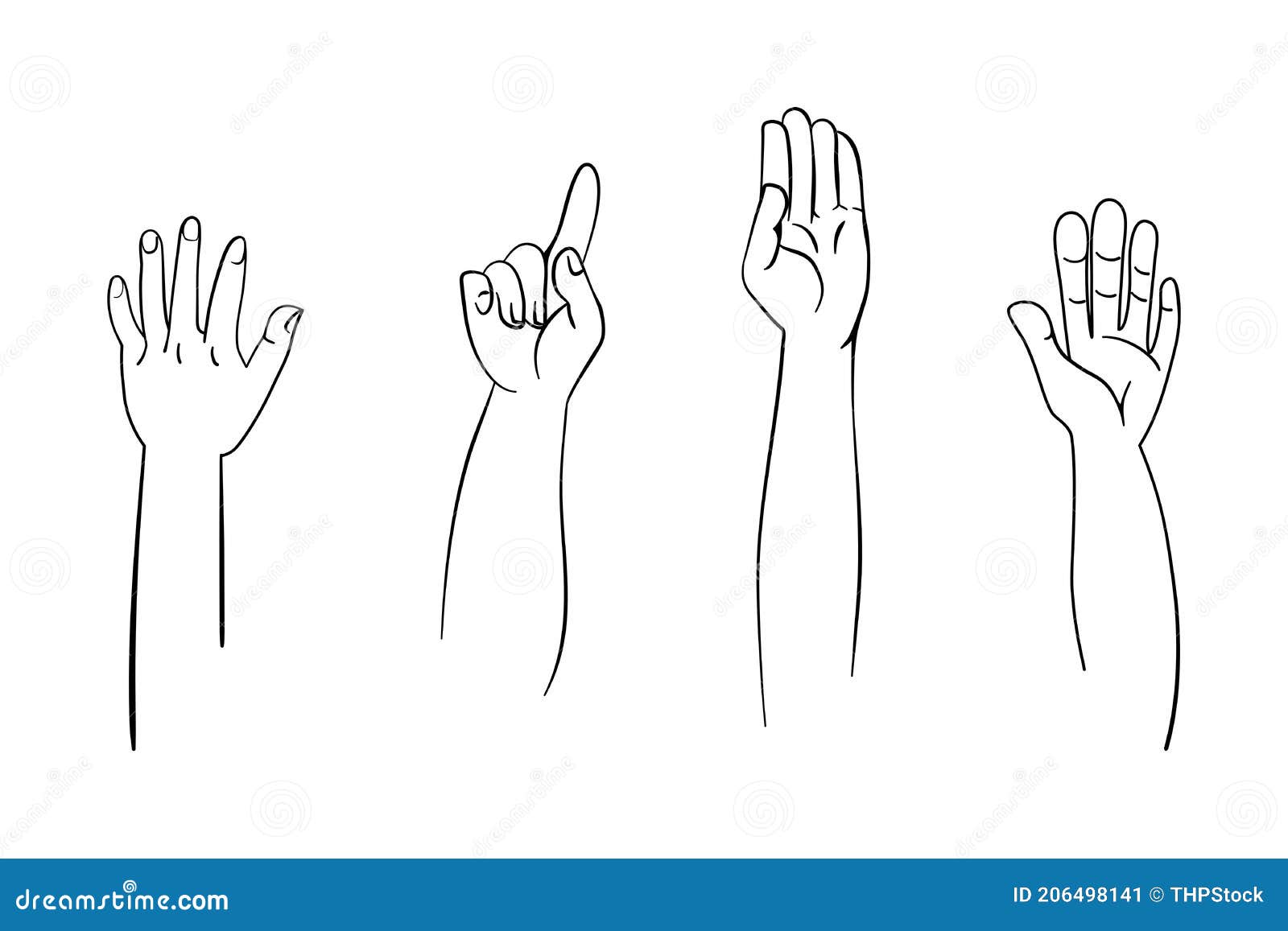 Raised Hands Vector stock vector. Illustration of drawing - 206498141
