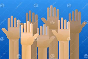 Raised Hands Vector Illustration. Stock Illustration - Illustration of ...