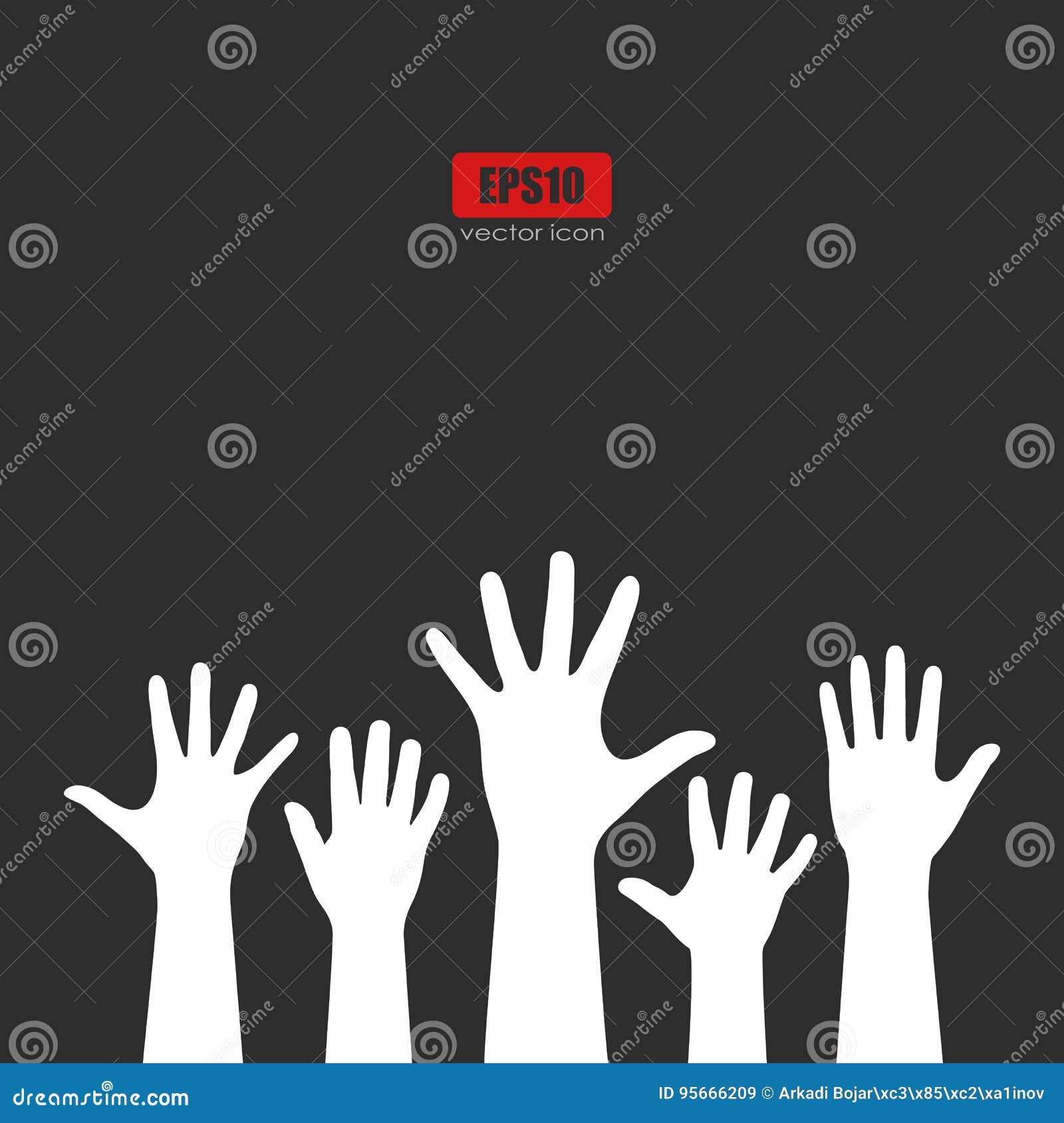Raised hands vector poster stock vector. Illustration of palms - 95666209