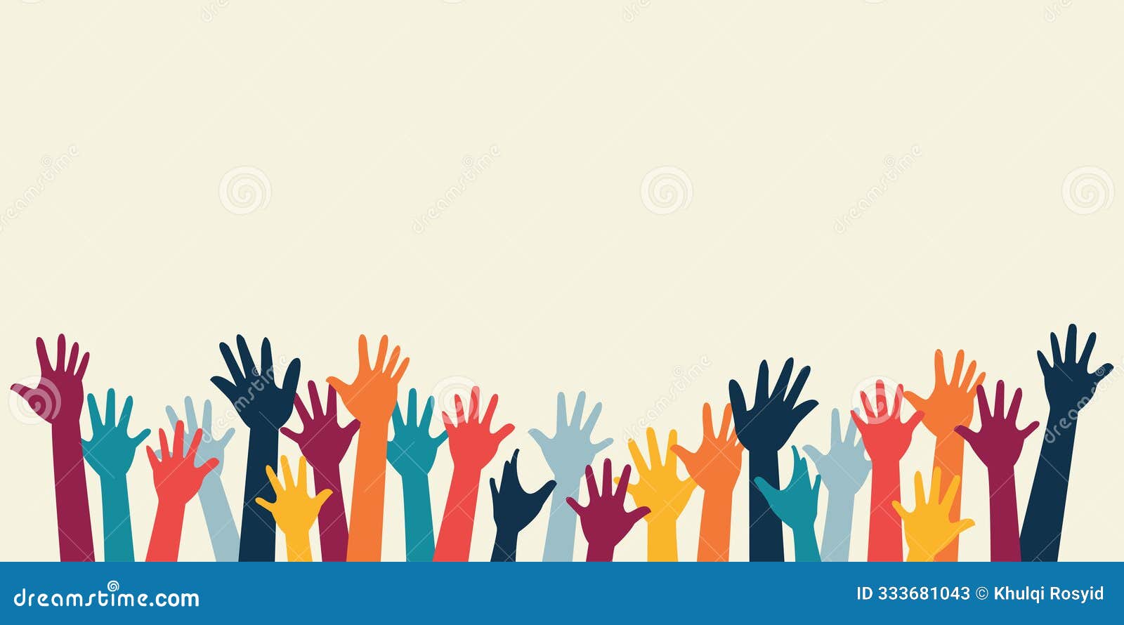 Raised Hands of Volunteer Group, Colorful Banner. Stock Illustration ...