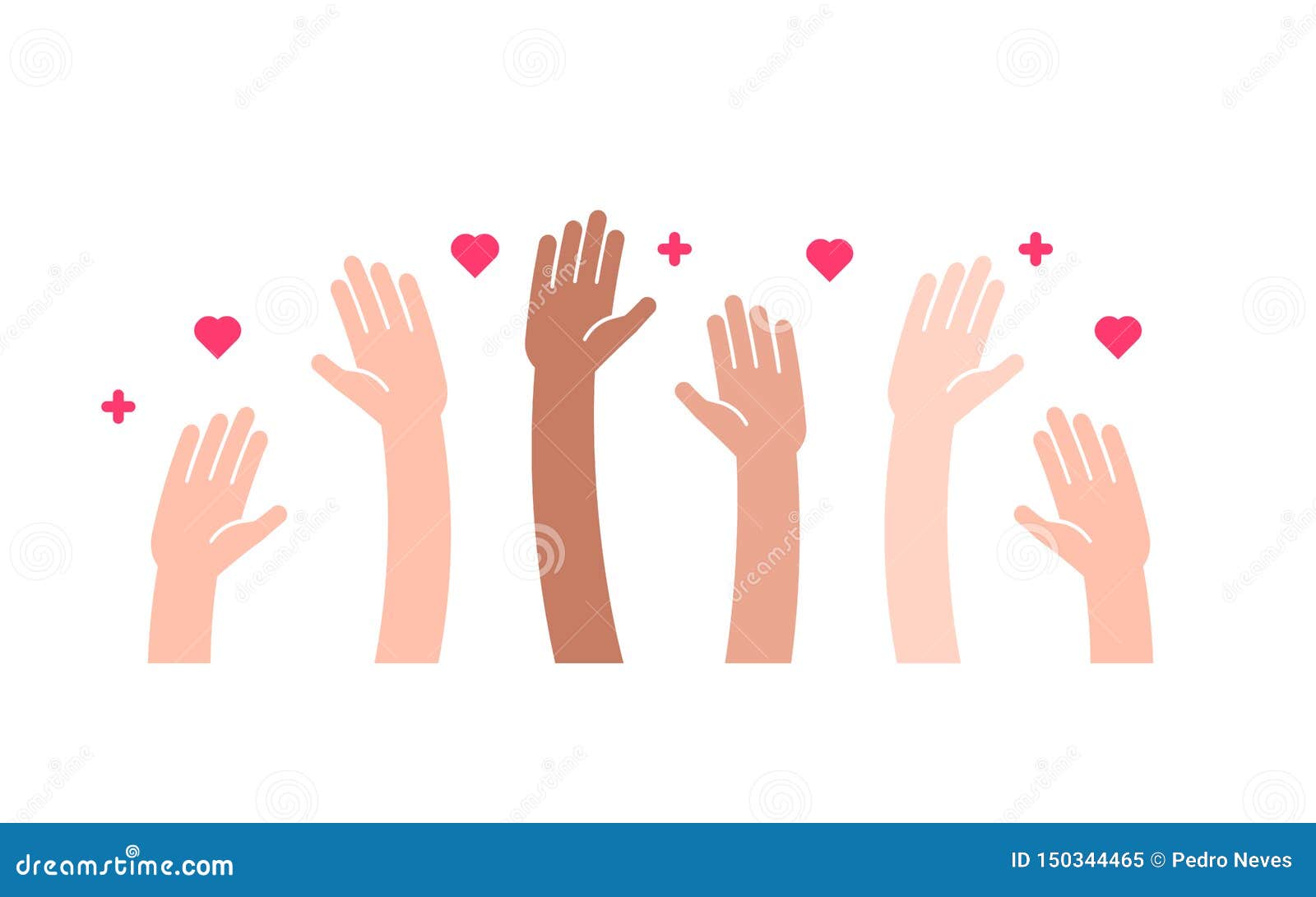 Raised Helping Hands Vector Flat Icon. Illustration for Volunteer and ...