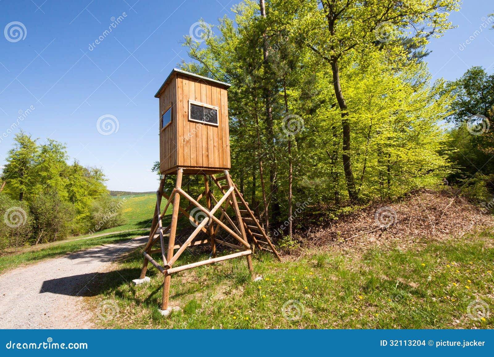 Raised hide 3 stock photo. Image of cabin, hide, landscape - 32113204