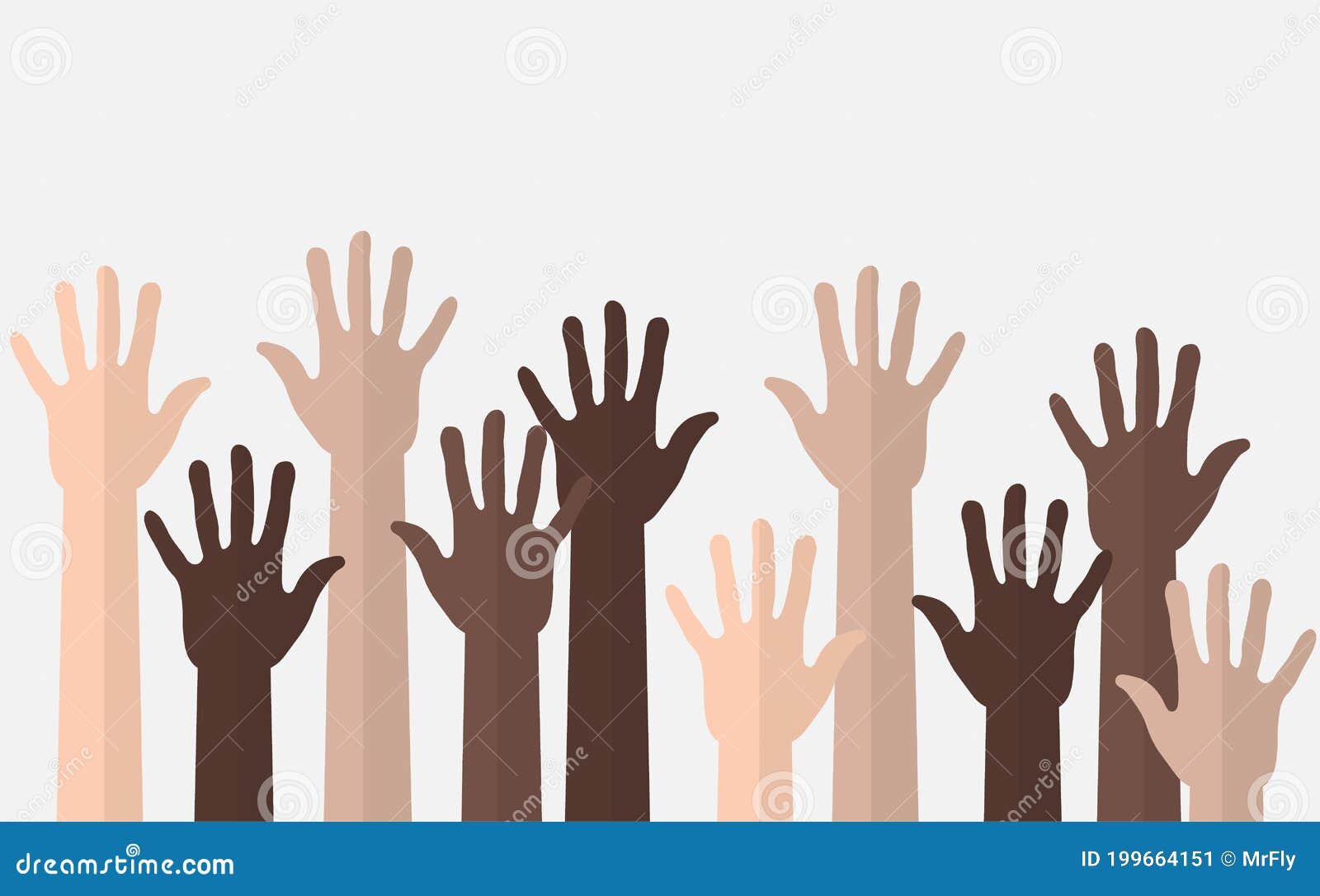Raised Multicultural Hands, Vector Illustration Stock Vector ...
