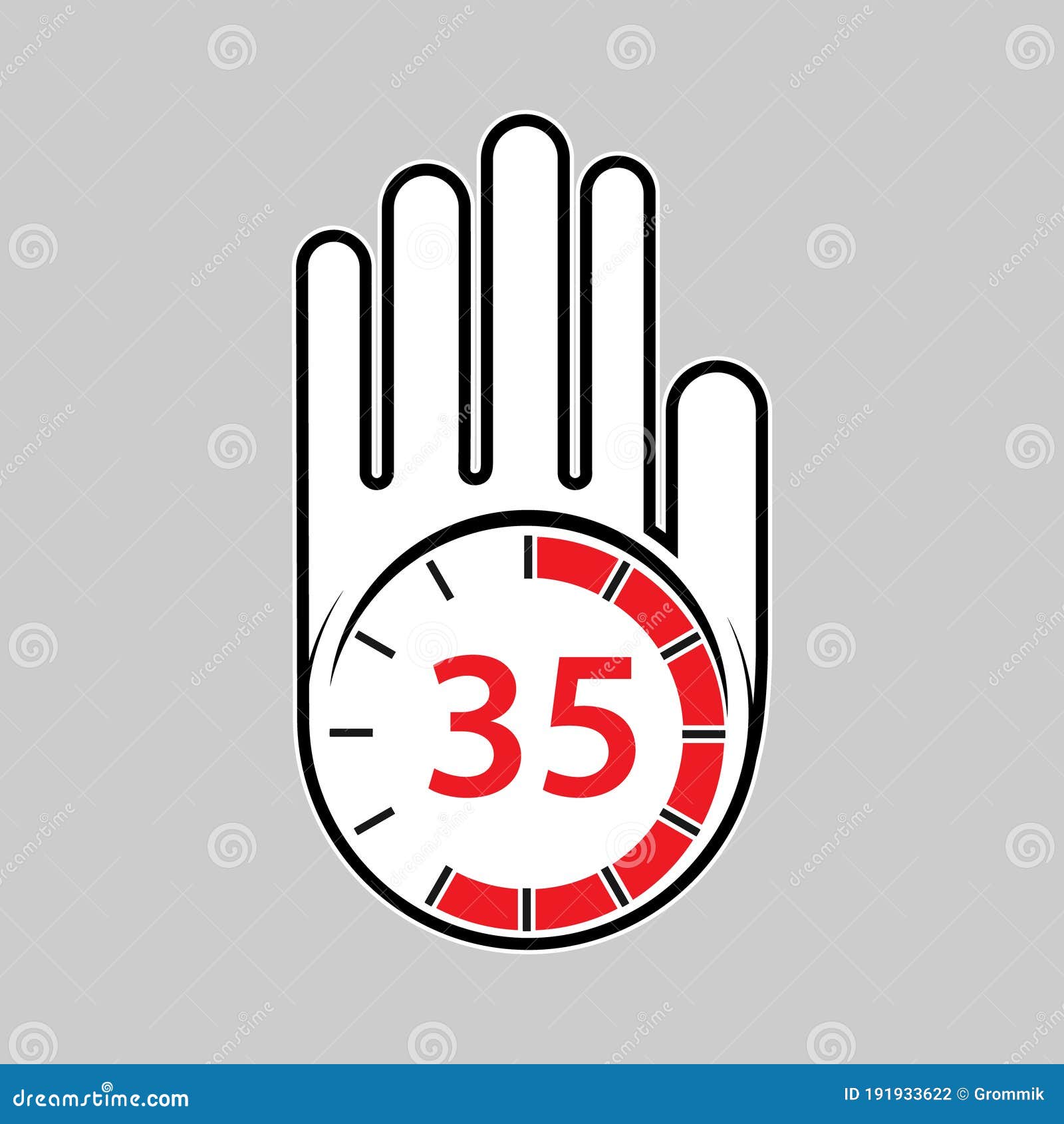 Raised, Open Hand with a Watch on it. Time for Rest or Break, Pause ...