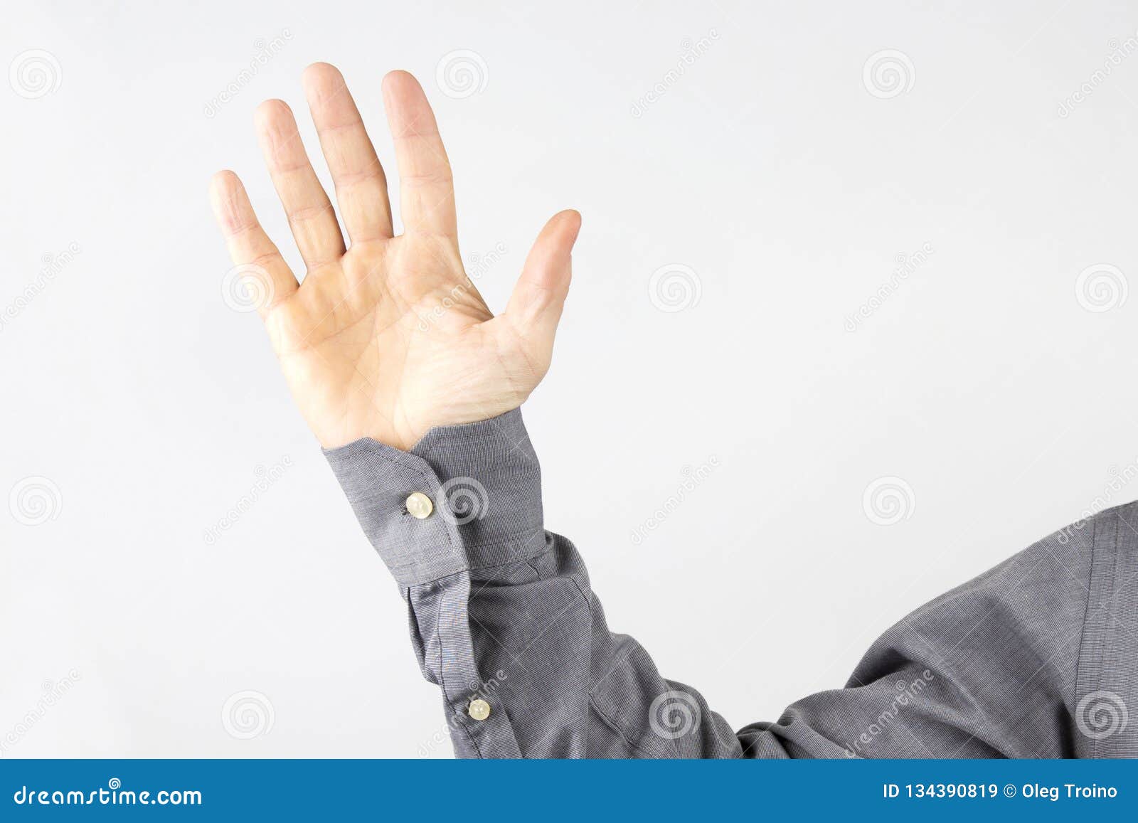 Raised open palm of a man stock image. Image of human - 134390819