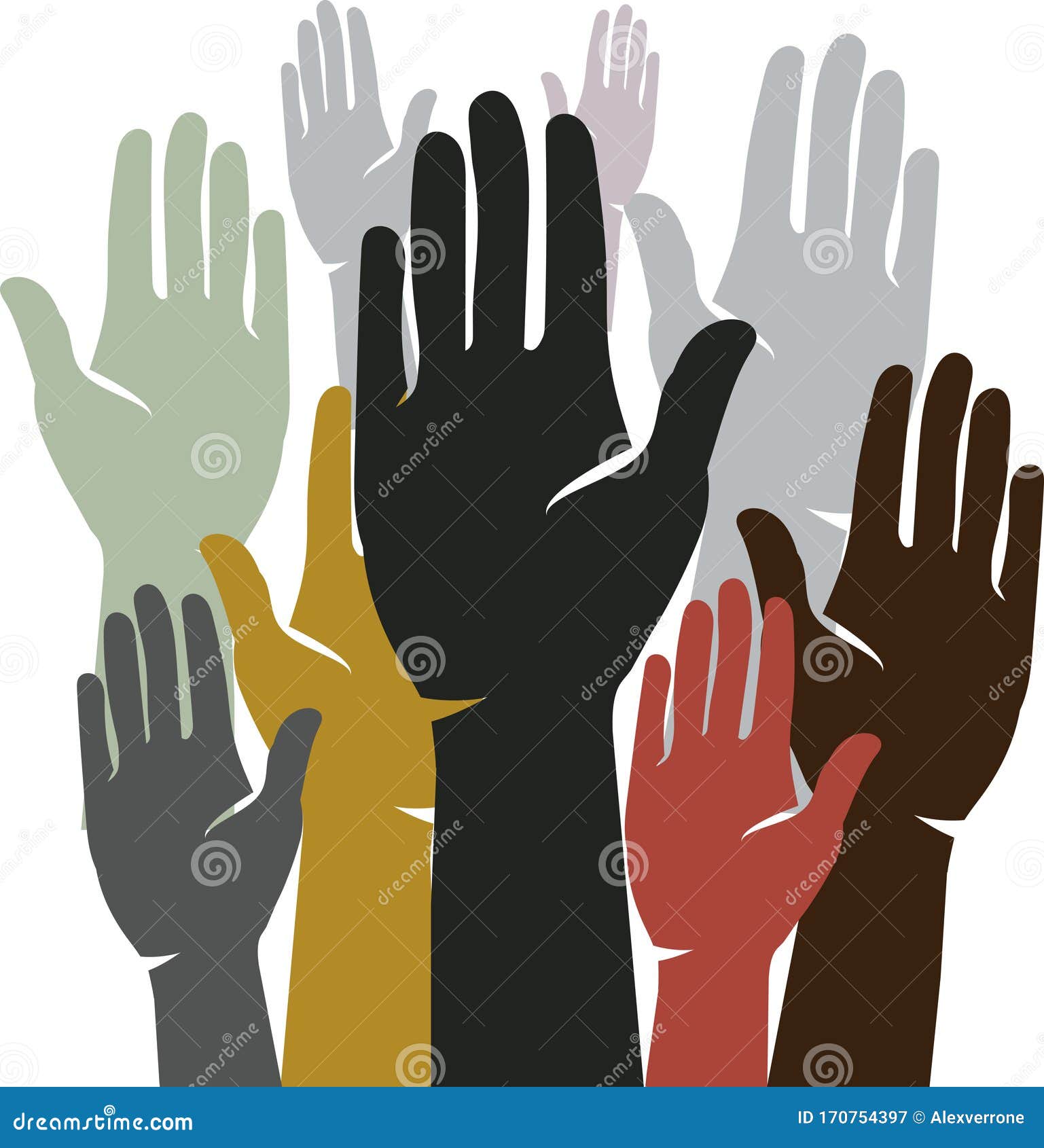 Raised Palms Up. Unanimous Decision. Voting. White Isolated. Stock ...