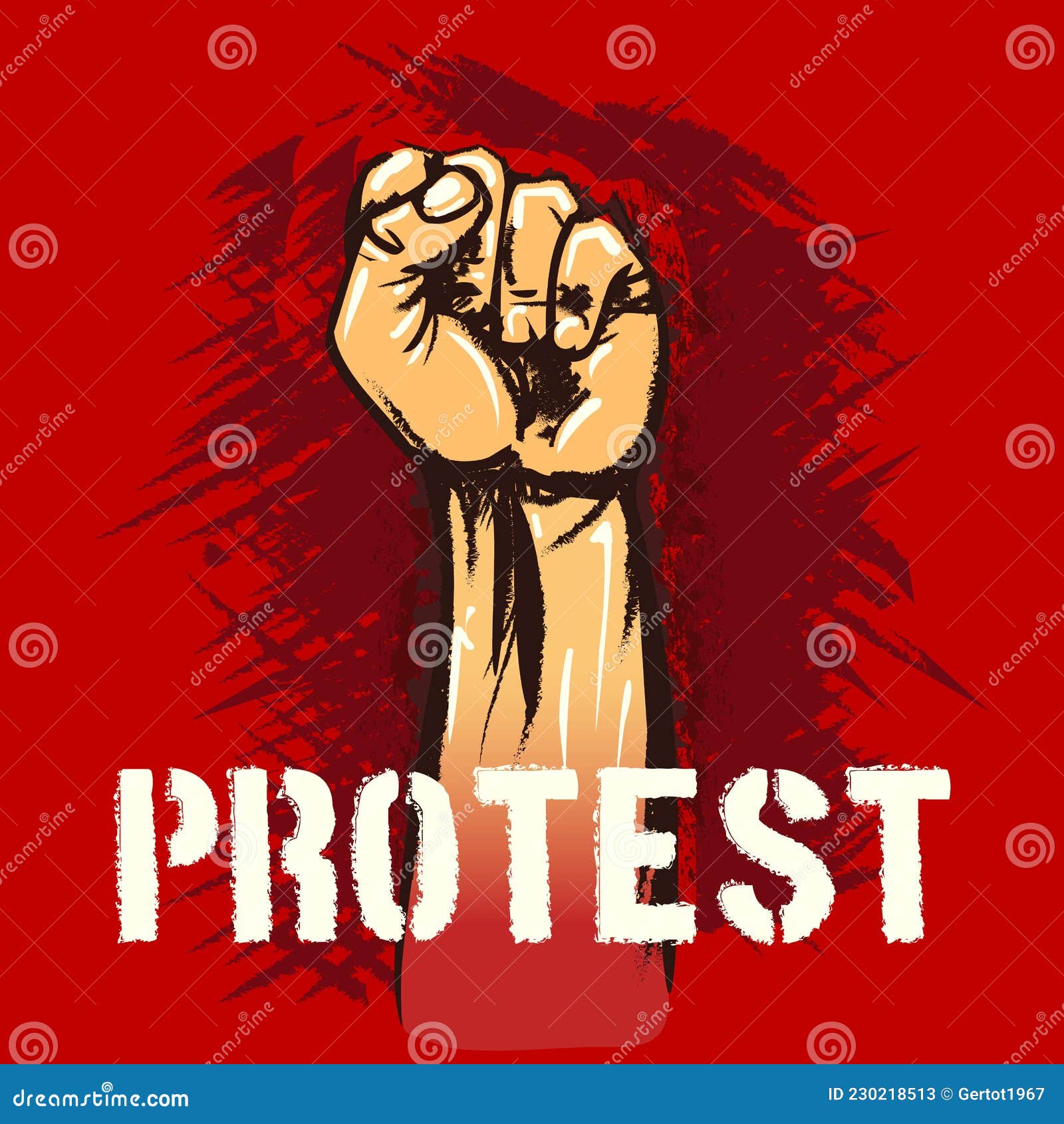 The raised protest fist stock illustration. Illustration of fist ...