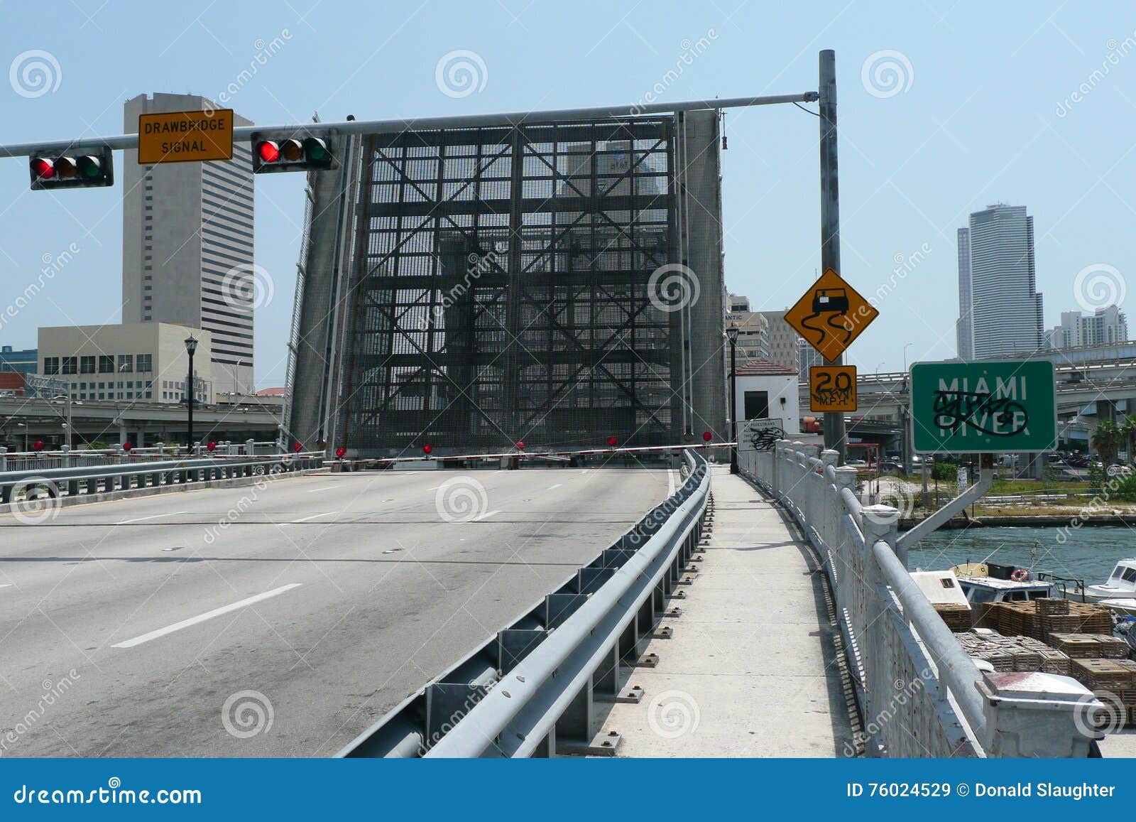 Raised River Drawbridge stock image. Image of signs, drawbridges - 76024529