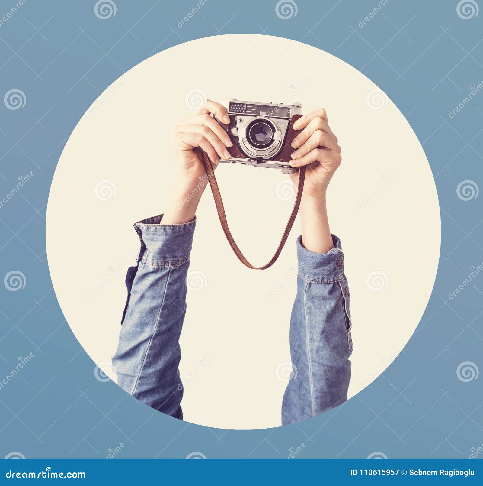 Raised Up Arm Holding Camera Stock Image - Image of finger, hand: 110615957