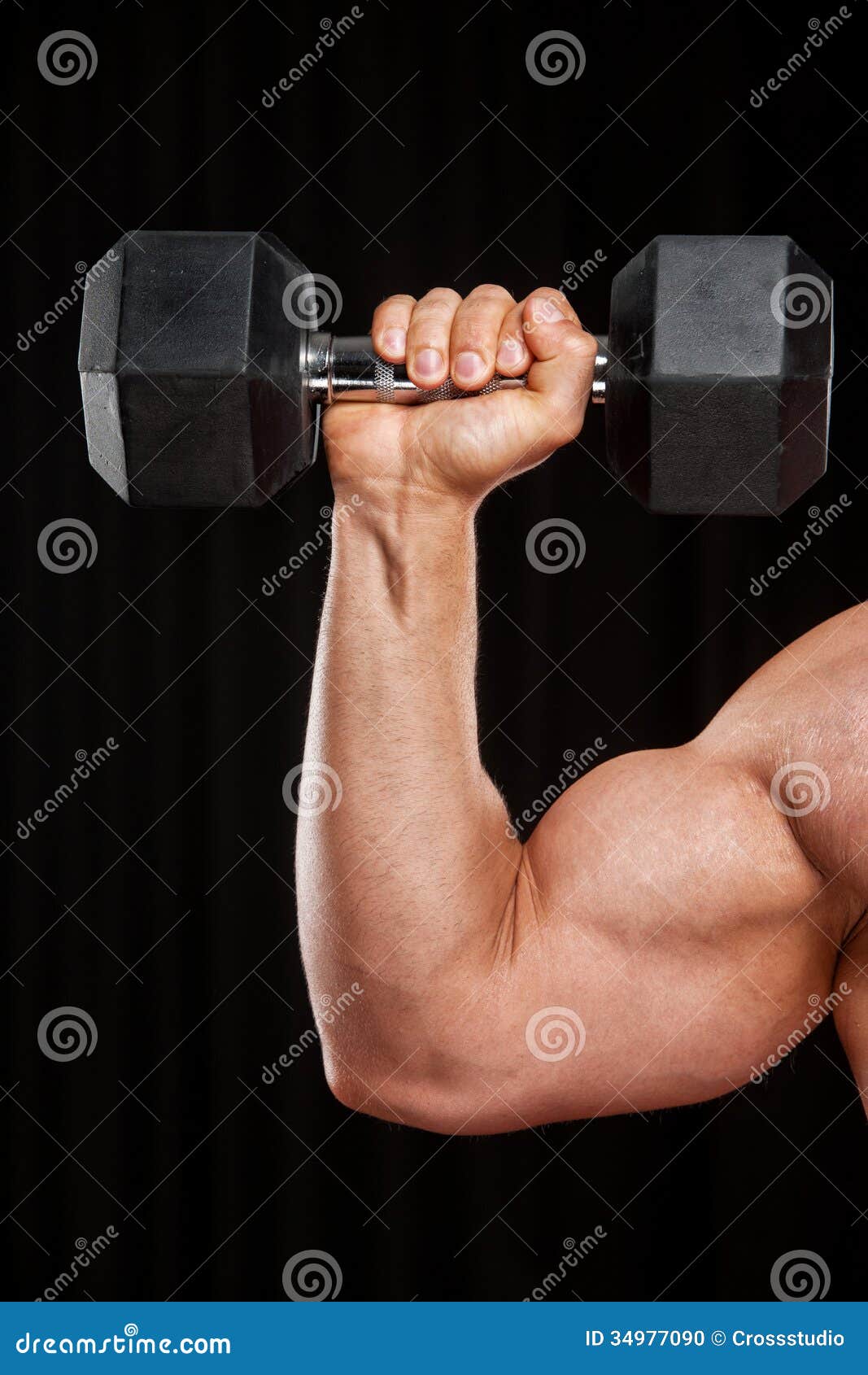 Raised Up Hand with Dumbbell. Stock Photo - Image of action, training ...