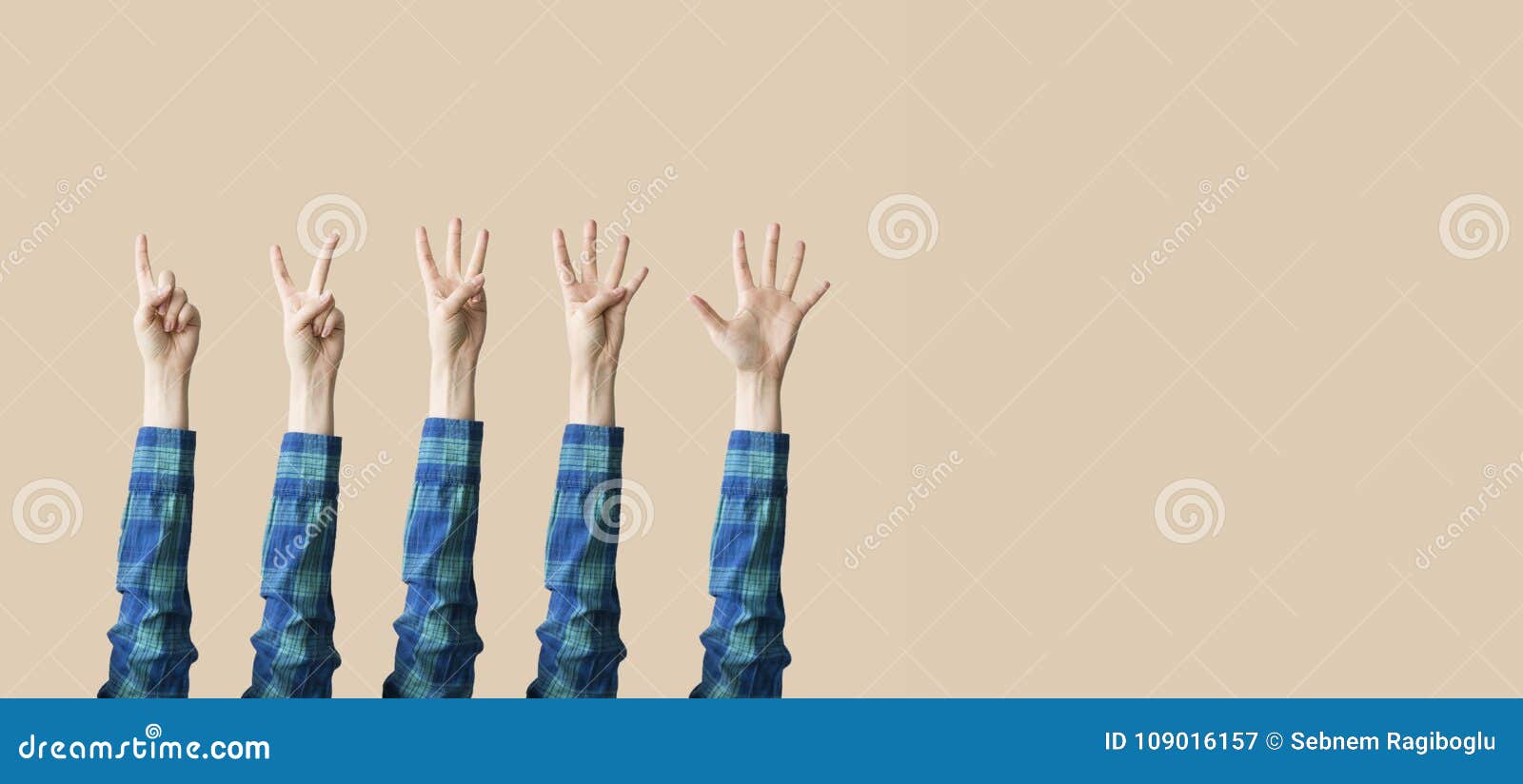 Raised Up Hands and Fingers Showing Numerical Stock Image - Image of ...