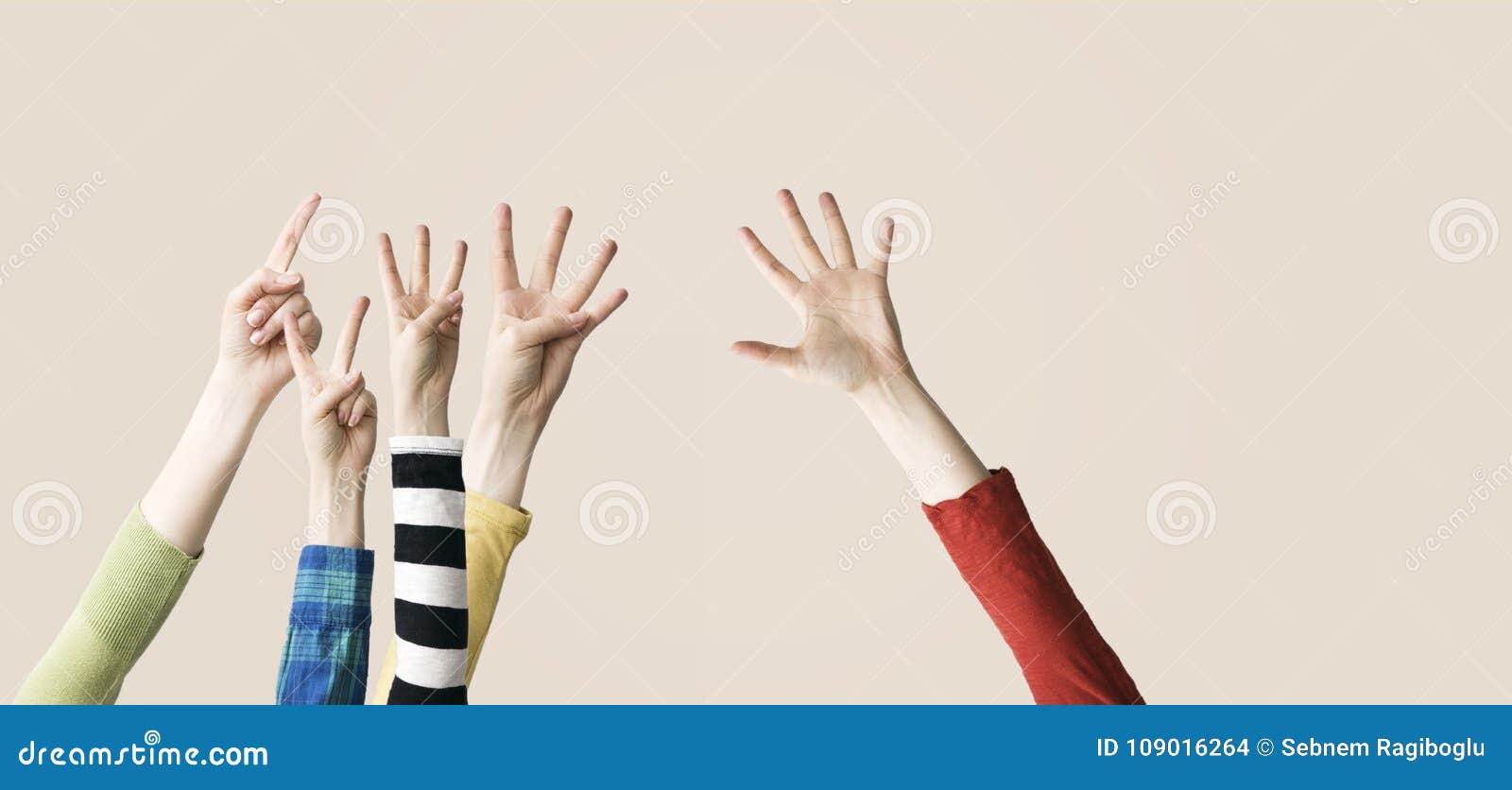 Raised Up Hands and Fingers Showing Numerical Stock Photo - Image of ...