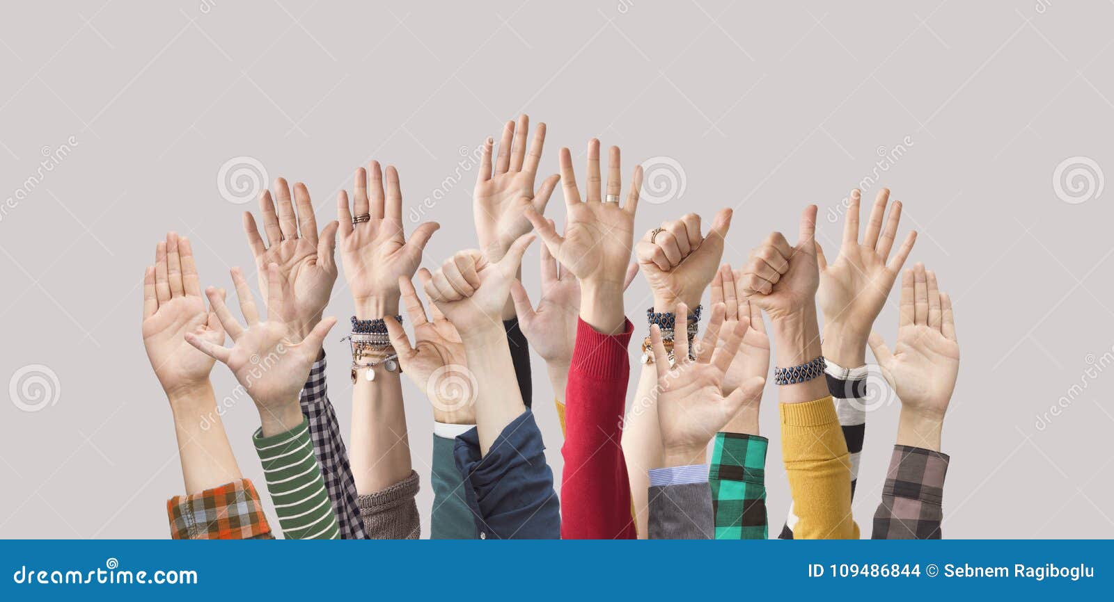 Raised Up Hands, Palms, Fingers, Stock Photo - Image of group, palm ...
