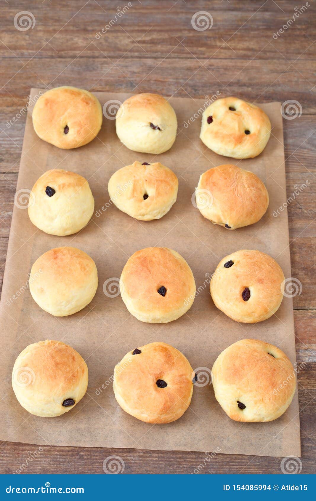 Raisin buns stock photo. Image of bakery, easy, yeast - 154085994
