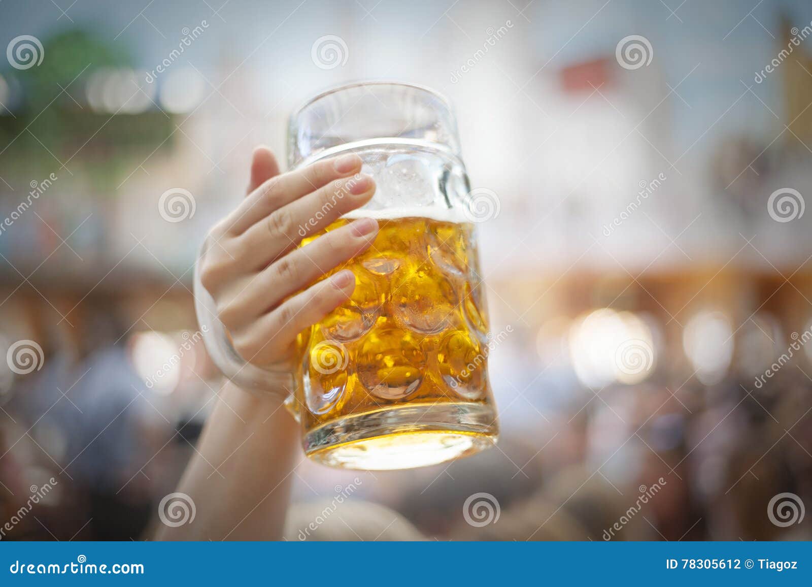 Raising Beer Steins at Oktoberfest Stock Photo - Image of biergarten ...