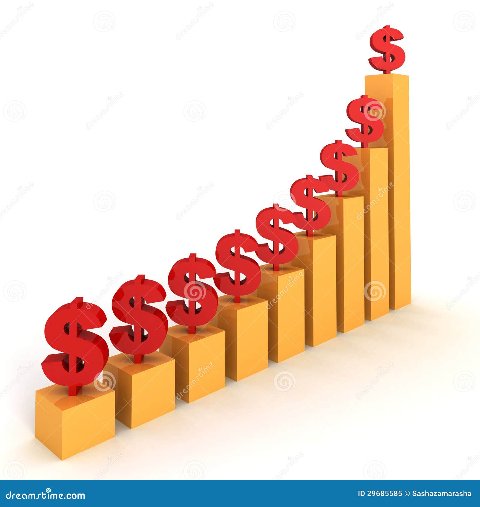 Raising Dollar Financial Bar Chart Stock Illustration - Illustration of ...