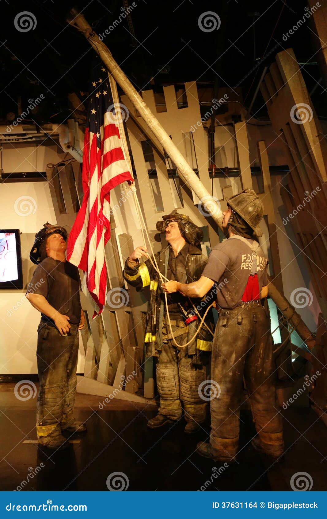 Raising the Flag at Ground Zero Wax Figures Editorial Stock Image ...