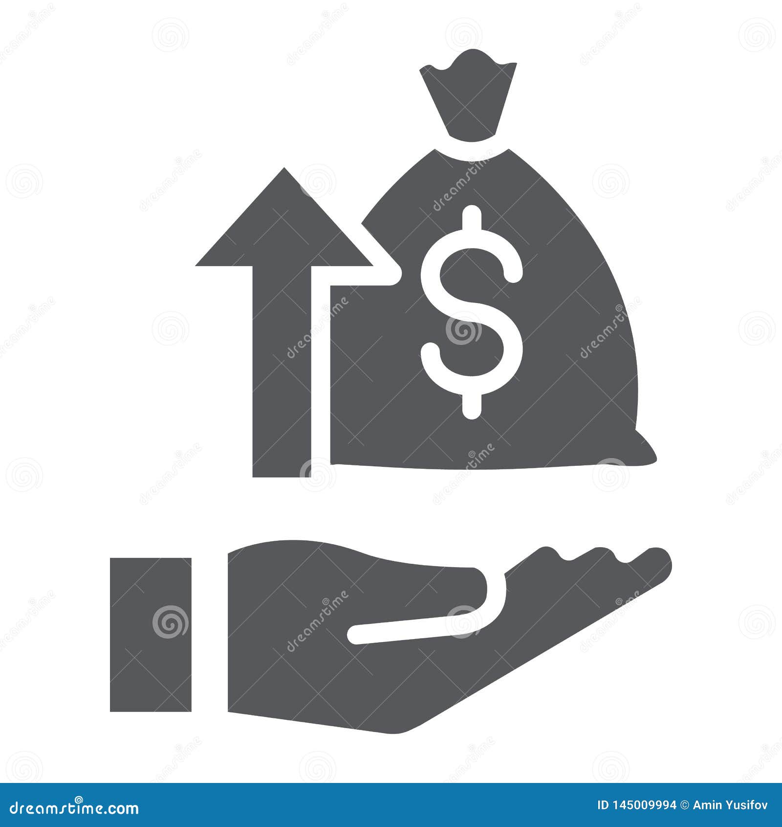 Raising Funds Line Icon, Money And Increase, Money Bag And Arrow Up ...