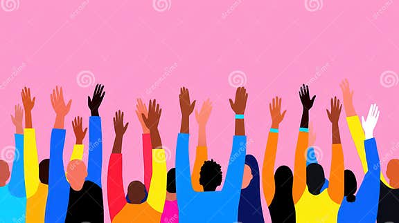 Raising Hands in Celebration, Diverse Group Expressing Joy and Unity ...