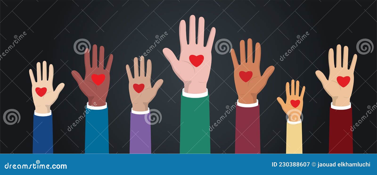 Raising Hands with Heart Shape , Donation and Volunteers Work Concept ...