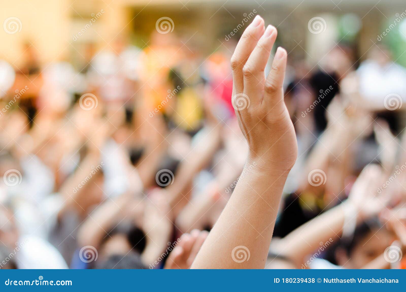 Raising Hands for Participation. Stock Photo - Image of document ...