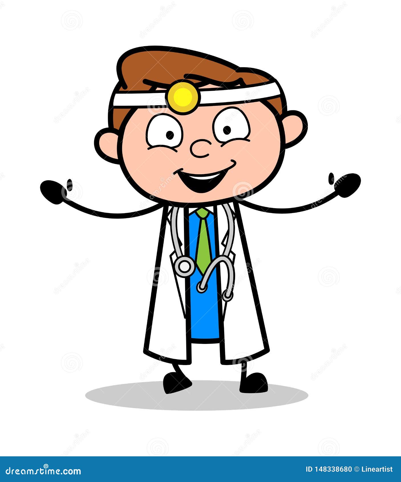 Raising Hands - Professional Cartoon Doctor Vector Illustration Stock ...