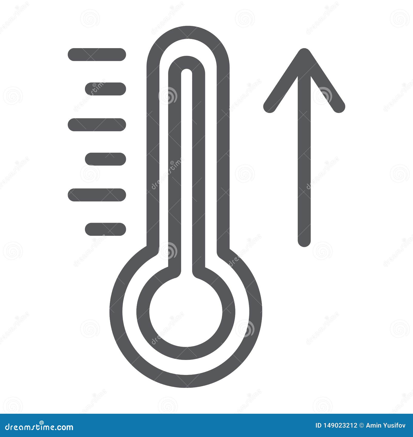 Raising the Temperature Line Icon, Weather and Climate, Thermometer ...