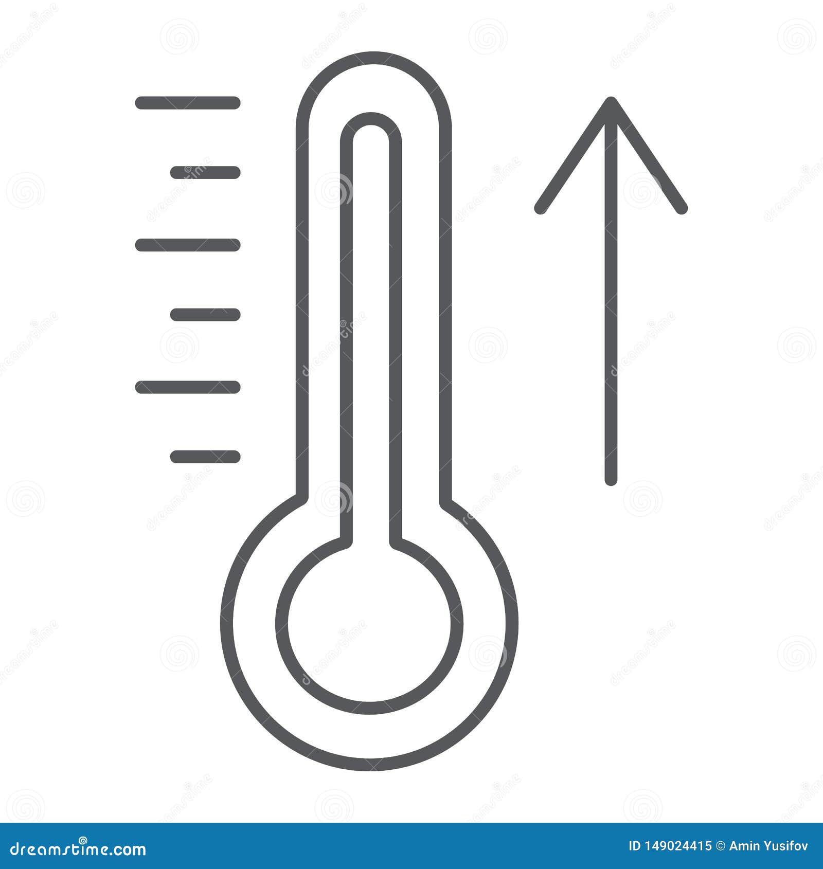 Raising the Temperature Thin Line Icon, Weather and Climate ...