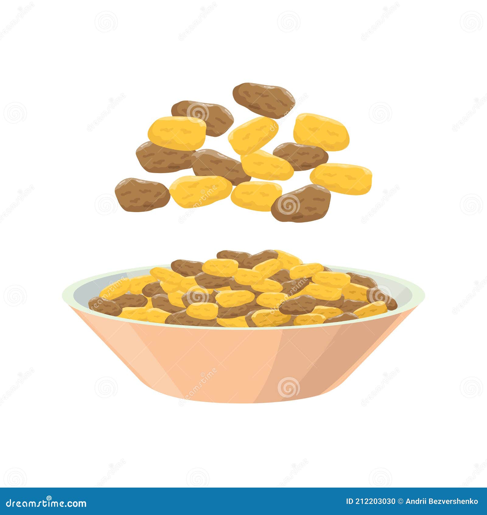 Raisins From Different Grapes In Dish. Grape Product, Vector ...