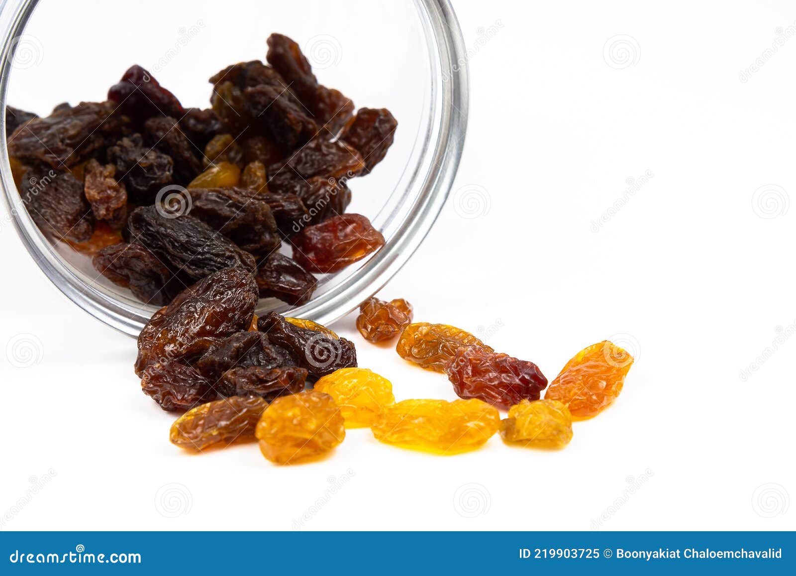 Raisins and Golden Raisins in Plastic Jar on White Background. Food ...