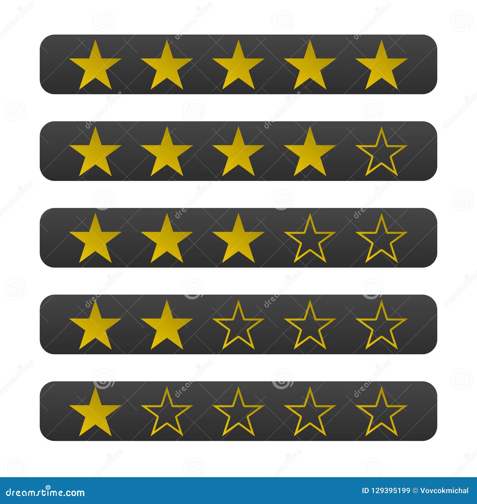 Gold Raiting Stars. 5 Golden Star Set With Shadow On Transparent ...