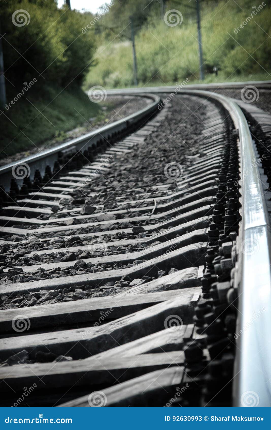 Raiway Road, Rails Going Ahead. Stock Image - Image of transport ...