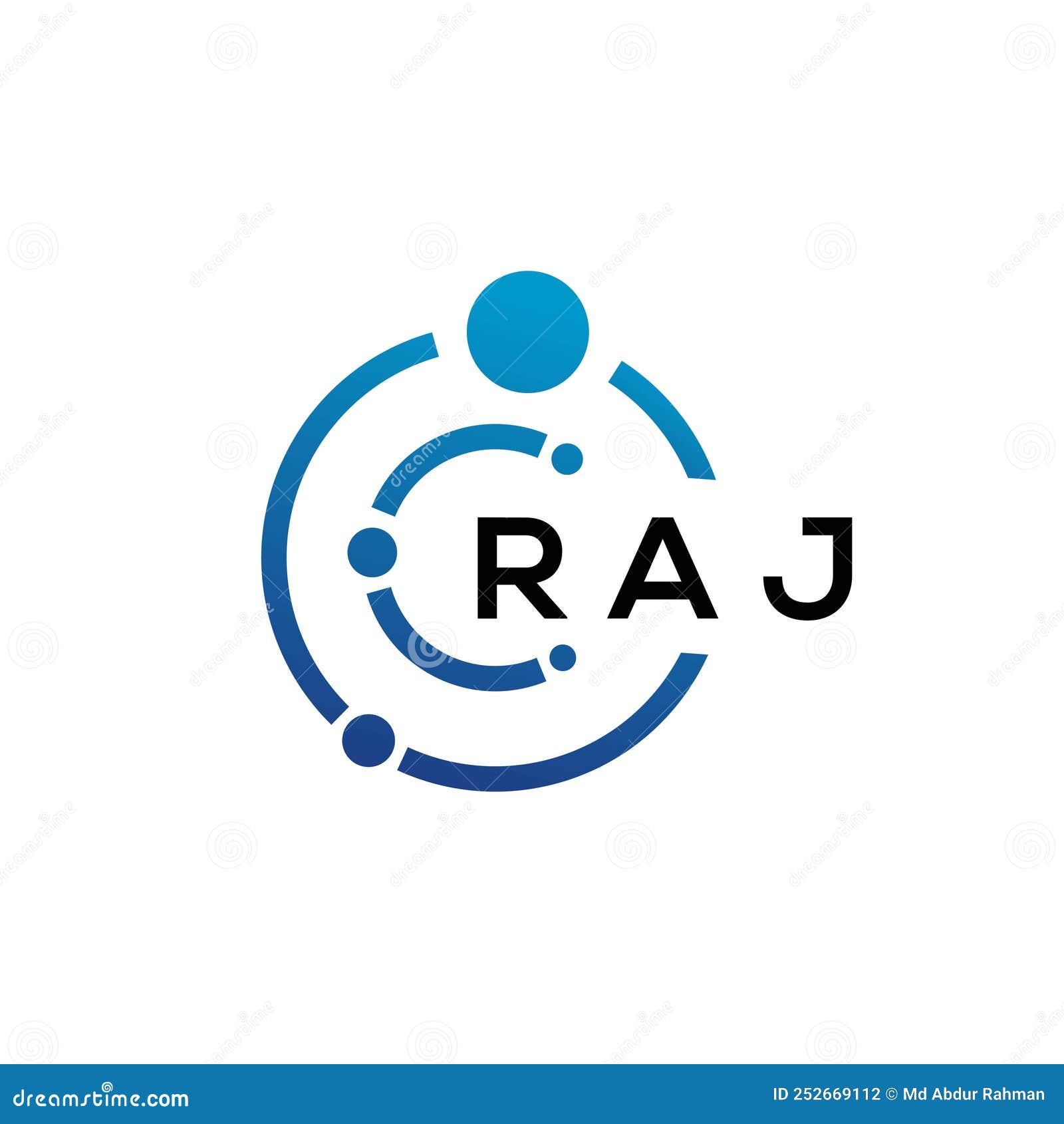 RAJ Letter Technology Logo Design On White Background. RAJ Creative ...