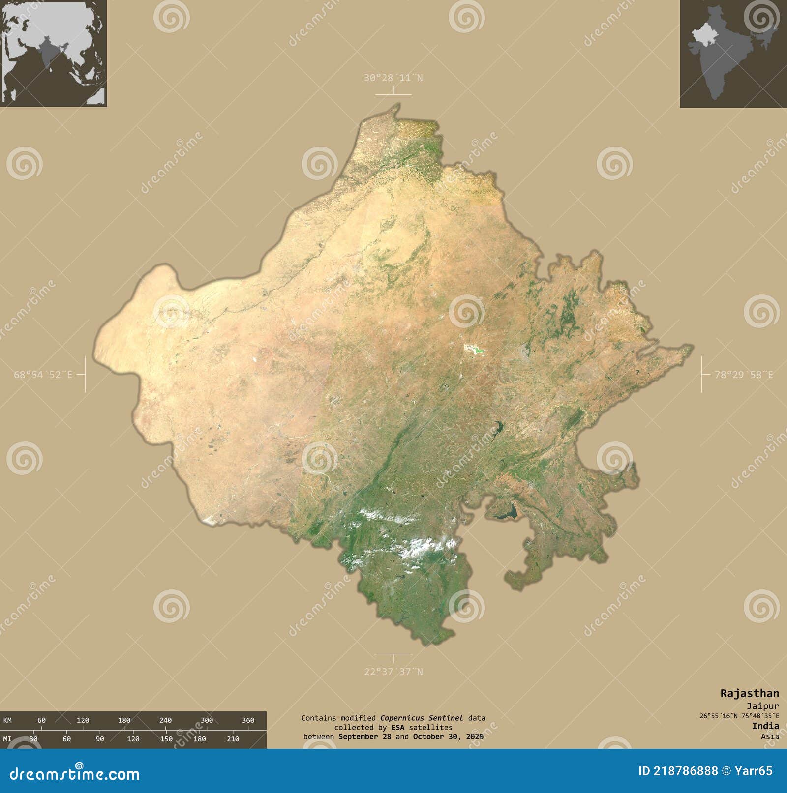 Rajasthan, India - Composition. Sentinel-2 Satellite Stock Illustration ...