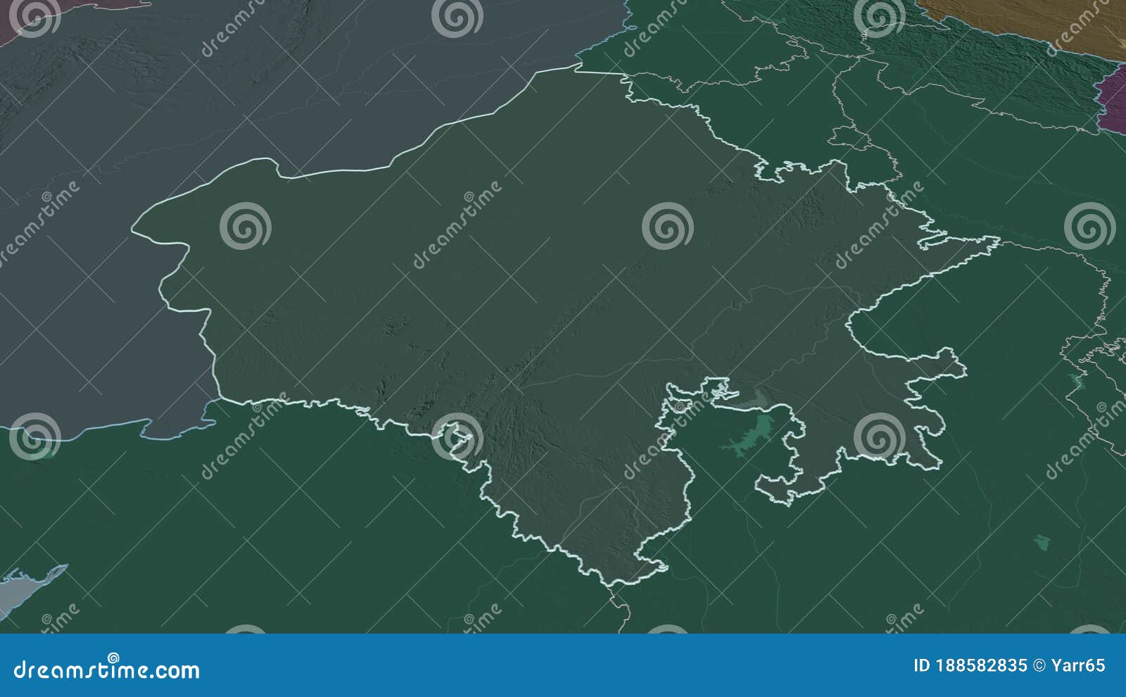 Rajasthan, India - Outlined. Administrative Stock Illustration ...