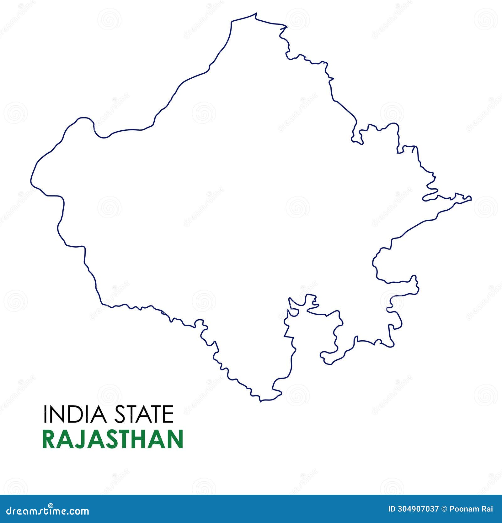 Rajasthan Map of Indian State. Rajasthan Map Vector Illustration Stock ...
