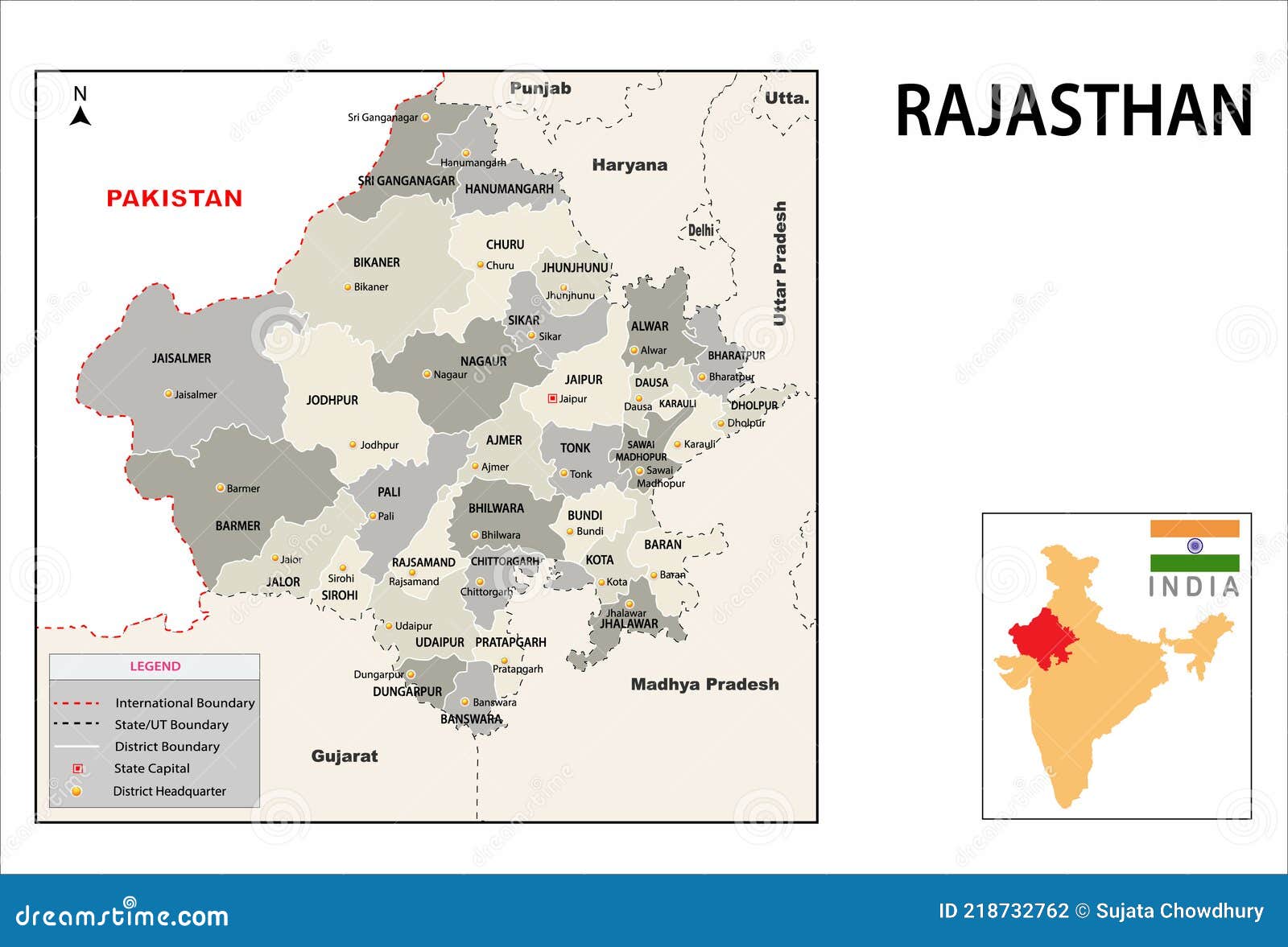 Rajasthan Map. Political And Administrative Map Of Rajasthan With ... Rajasthan Map. Political And Administrative Map Of Rajasthan With ...