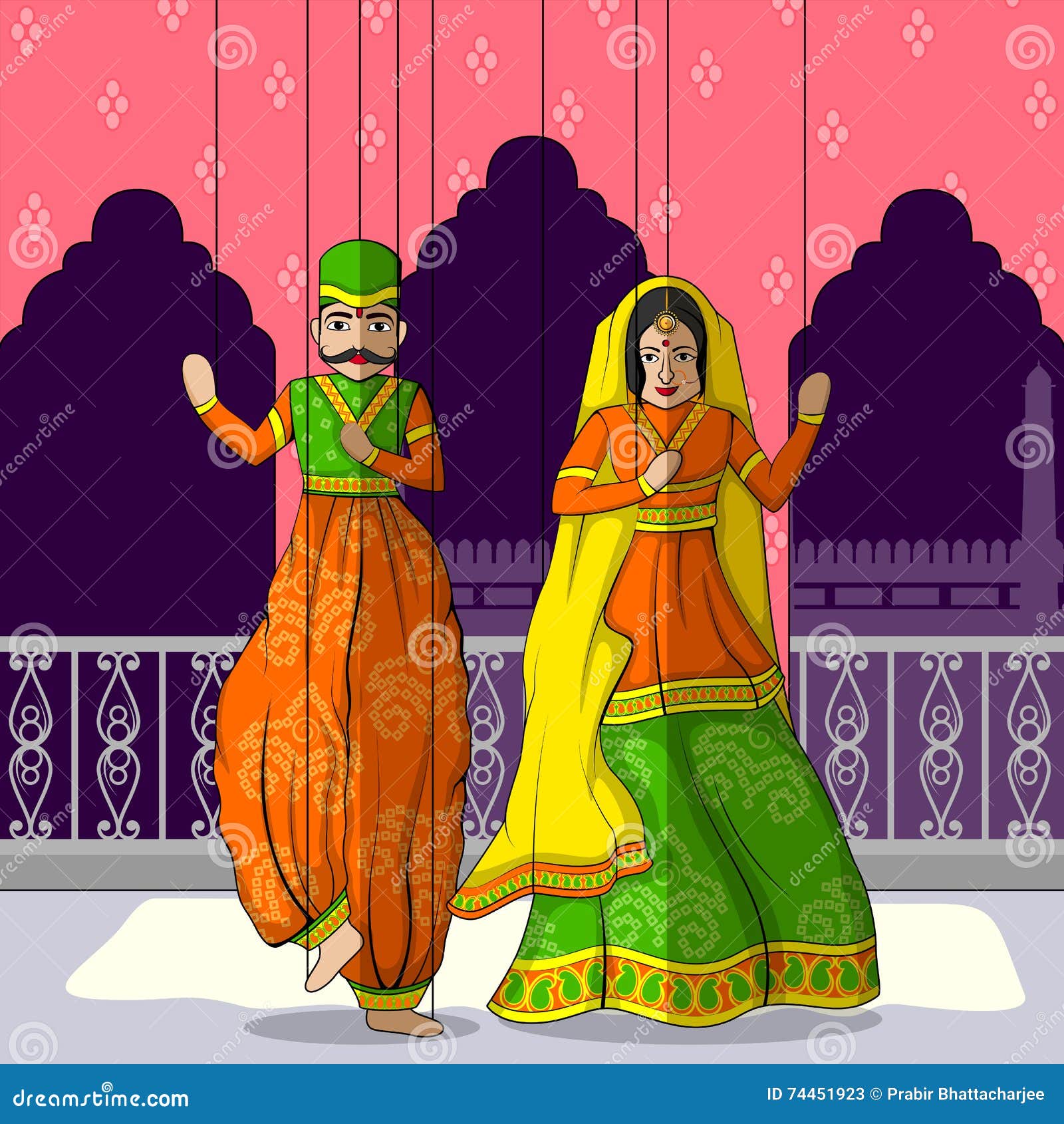 Rajasthani Puppet in Indian Art Style Stock Vector - Illustration of ...