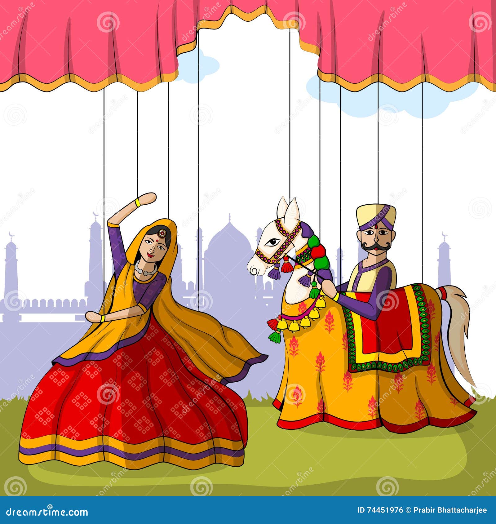 Rajasthani Puppet In Indian Art Style Vector Illustration ...