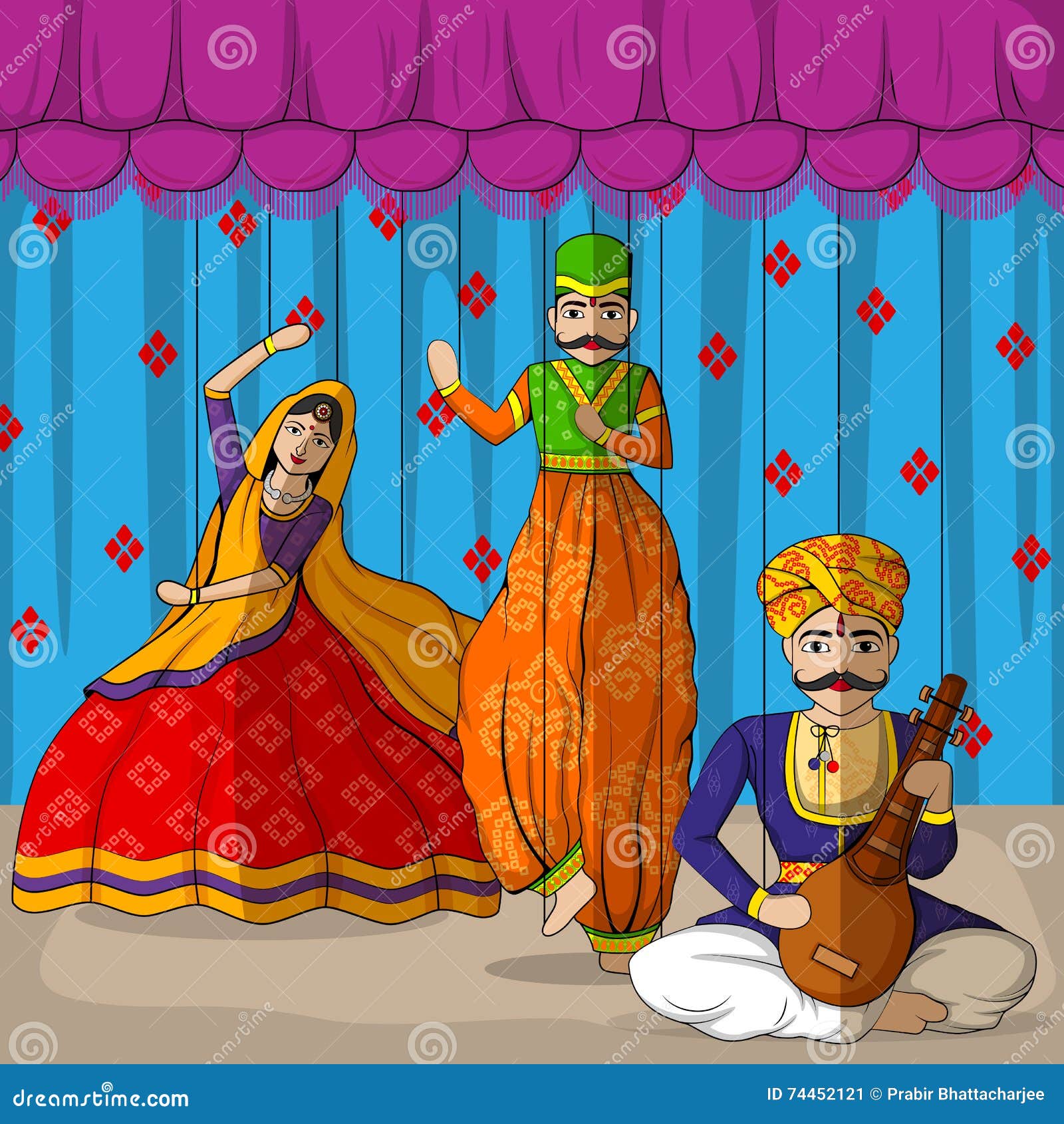 Dancing Rajasthani Couple Cartoon Vector | CartoonDealer.com #49442535