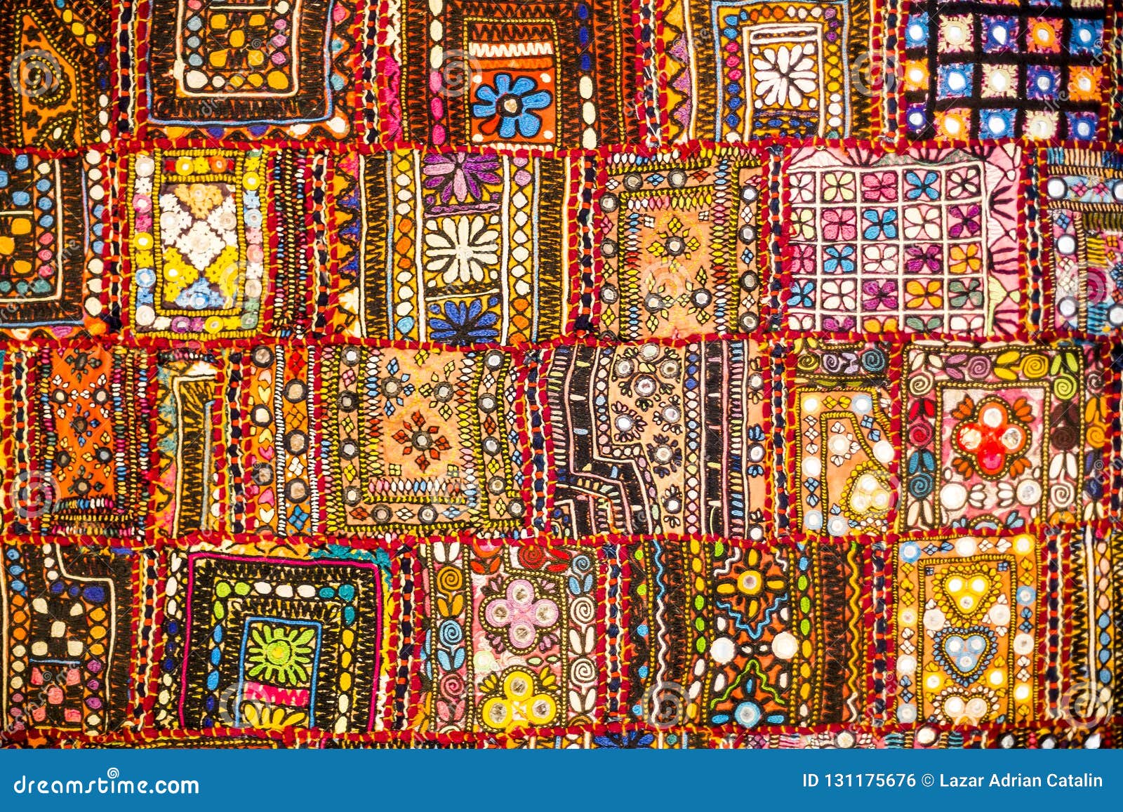 Indian patchwork carpet stock photo. Image of colorful - 131175676