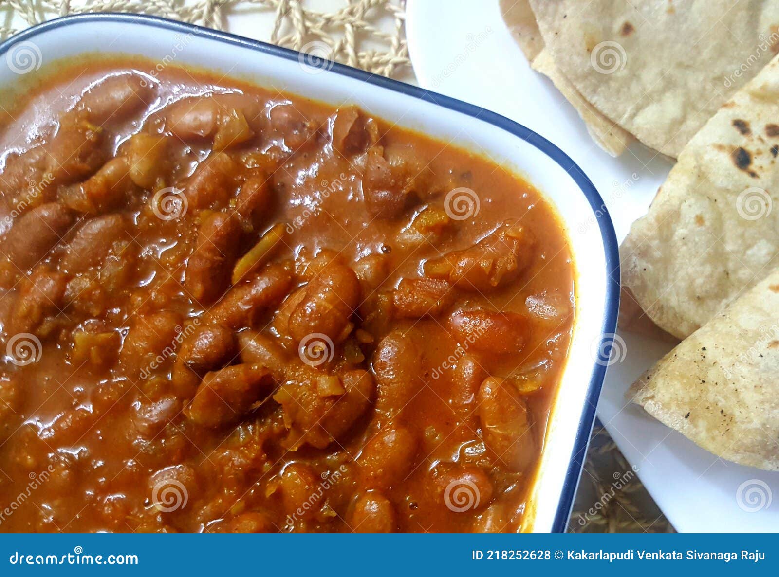 Rajma and roti stock photo. Image of indiandinner, seafood - 218252628